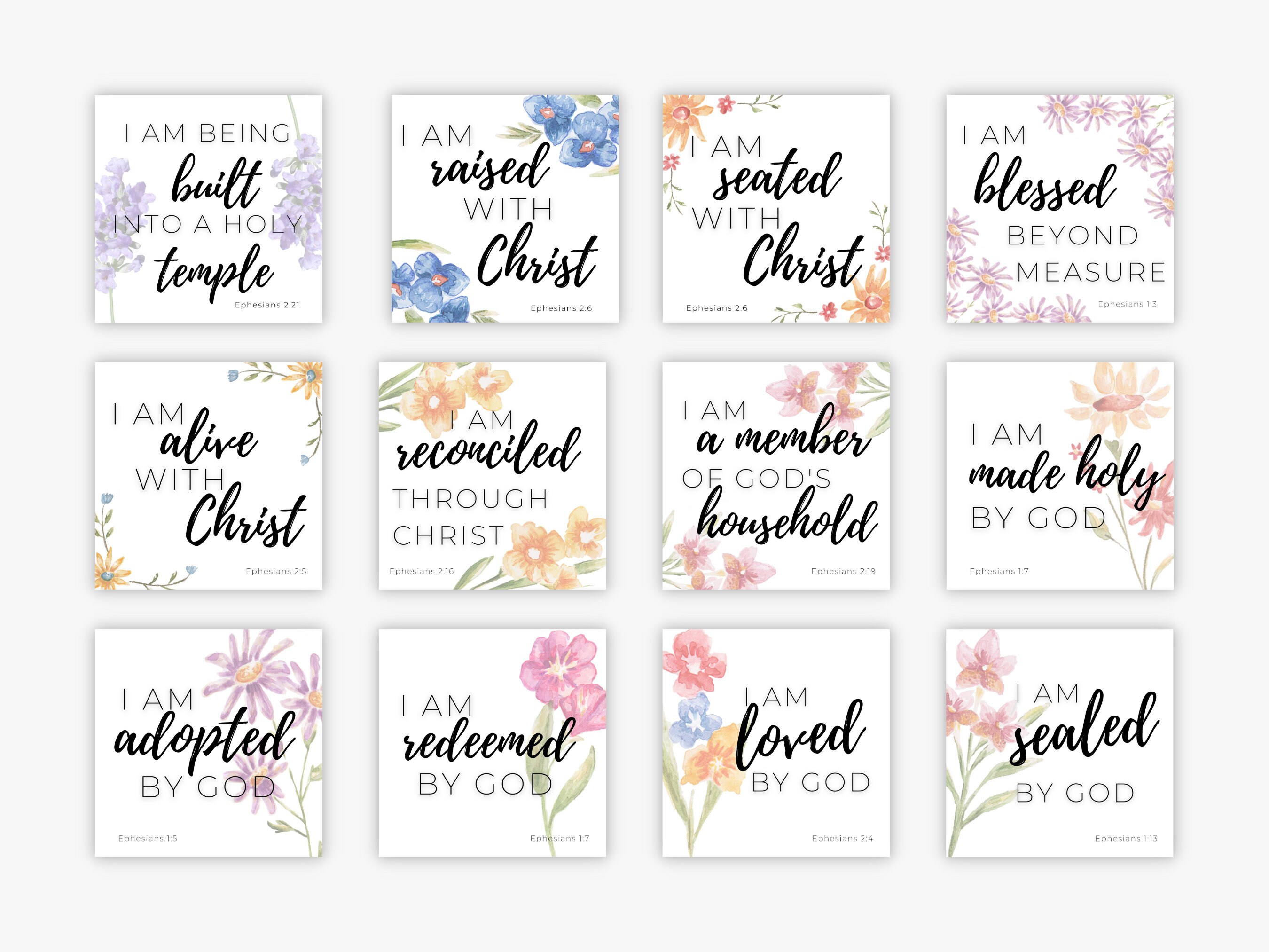 Identity in Christ Scripture Verse Cards Printable, Ephesians Bible ...