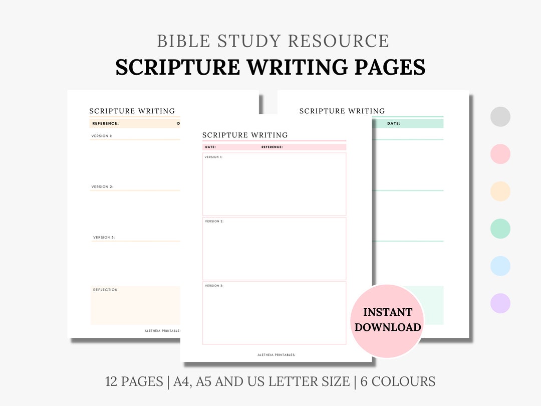 Scripture Writing Blank Pages Printable, Bible Study Resource, Bible ...