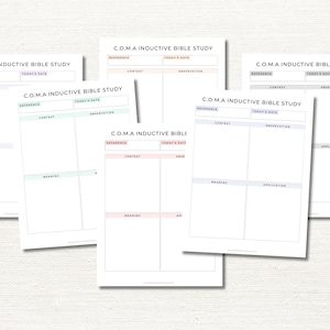 COMA Bible Study Worksheets: Inductive Scripture Study (digital ...