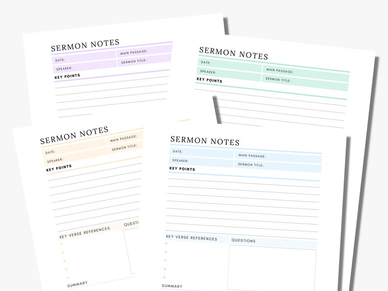Printable Sermon Summary Notes Church Notes Faith Planner Binder