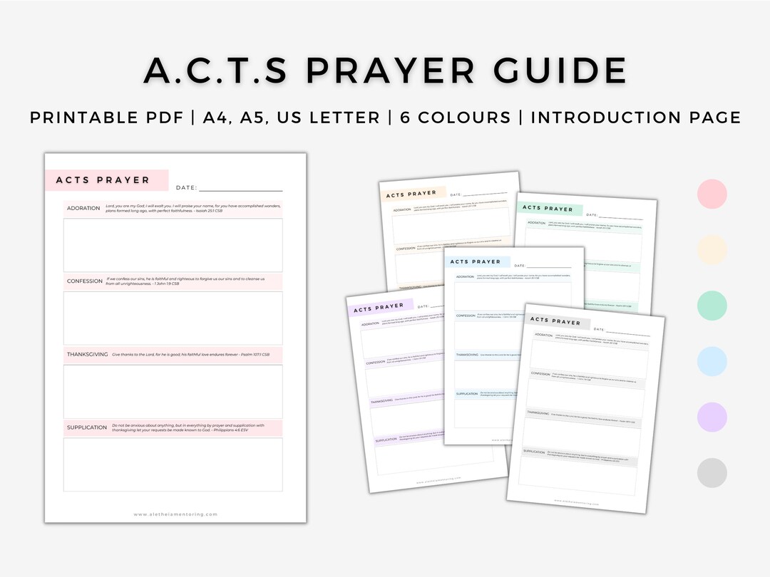 ACTS Prayer Guide Printable, Bible Study Prayer Time, Daily Devotion ...