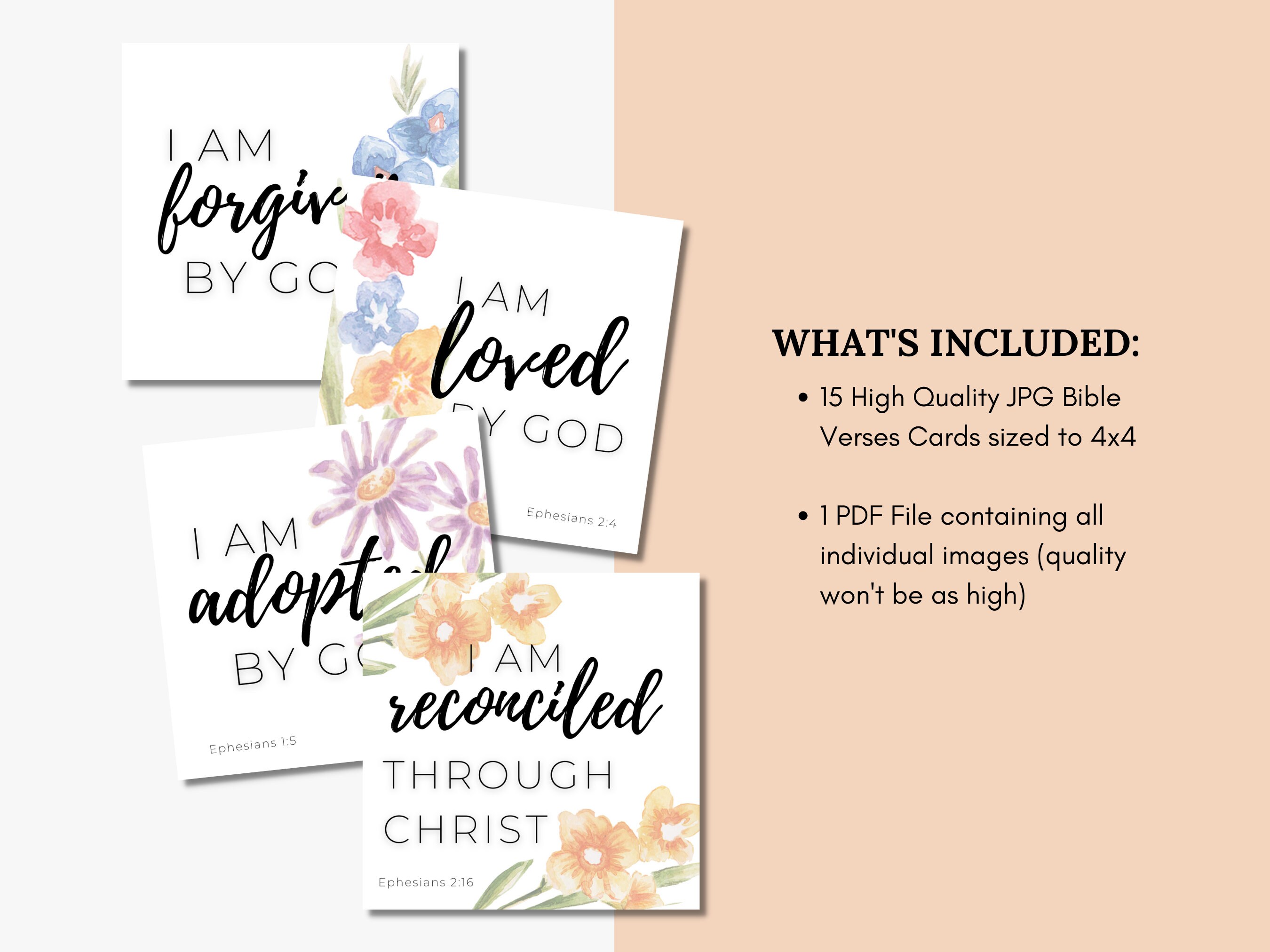 Identity in Christ Scripture Verse Cards Printable, Ephesians Bible ...