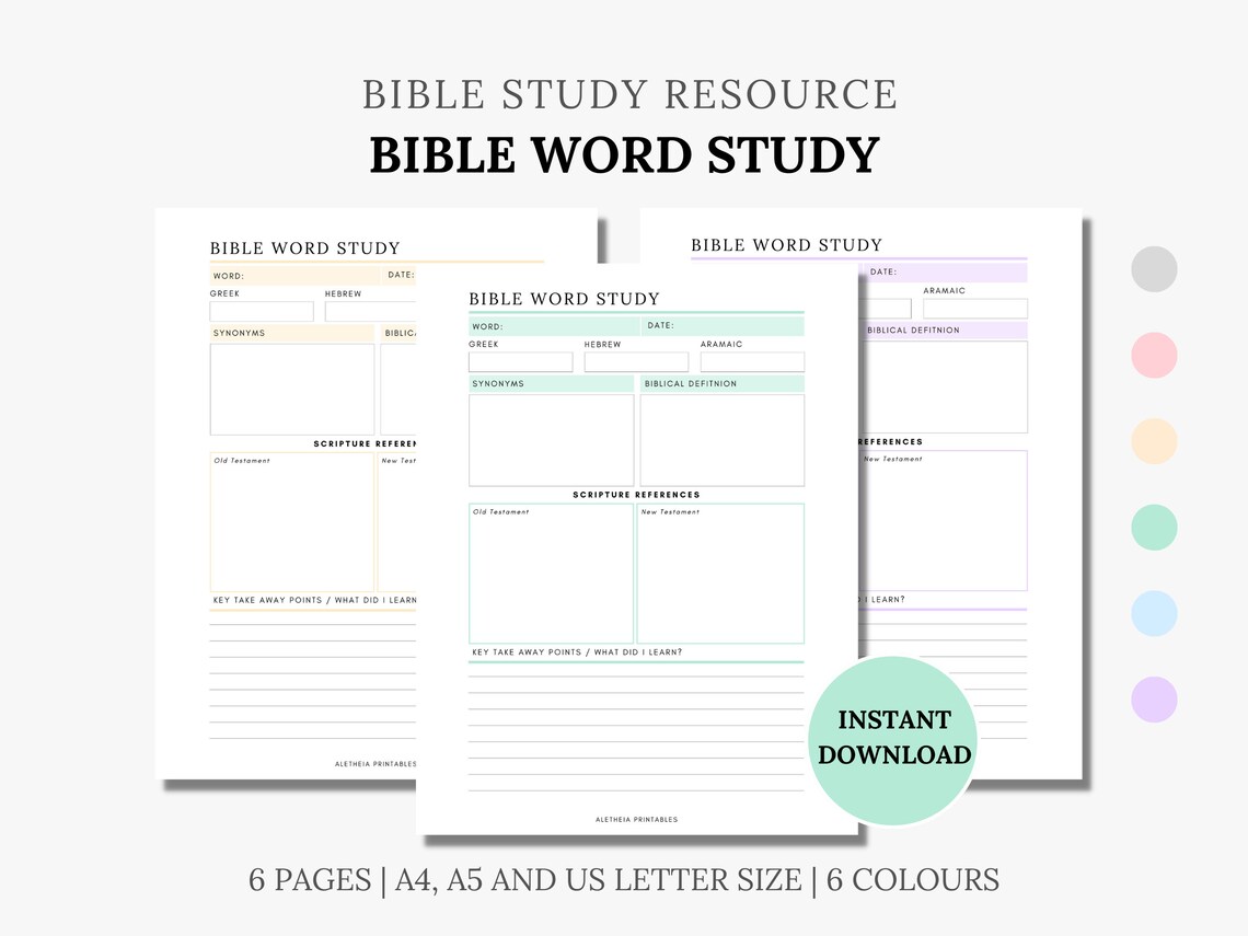 Bible Word Study Printable, Bible Study Resource, Scripture Study Notes ...