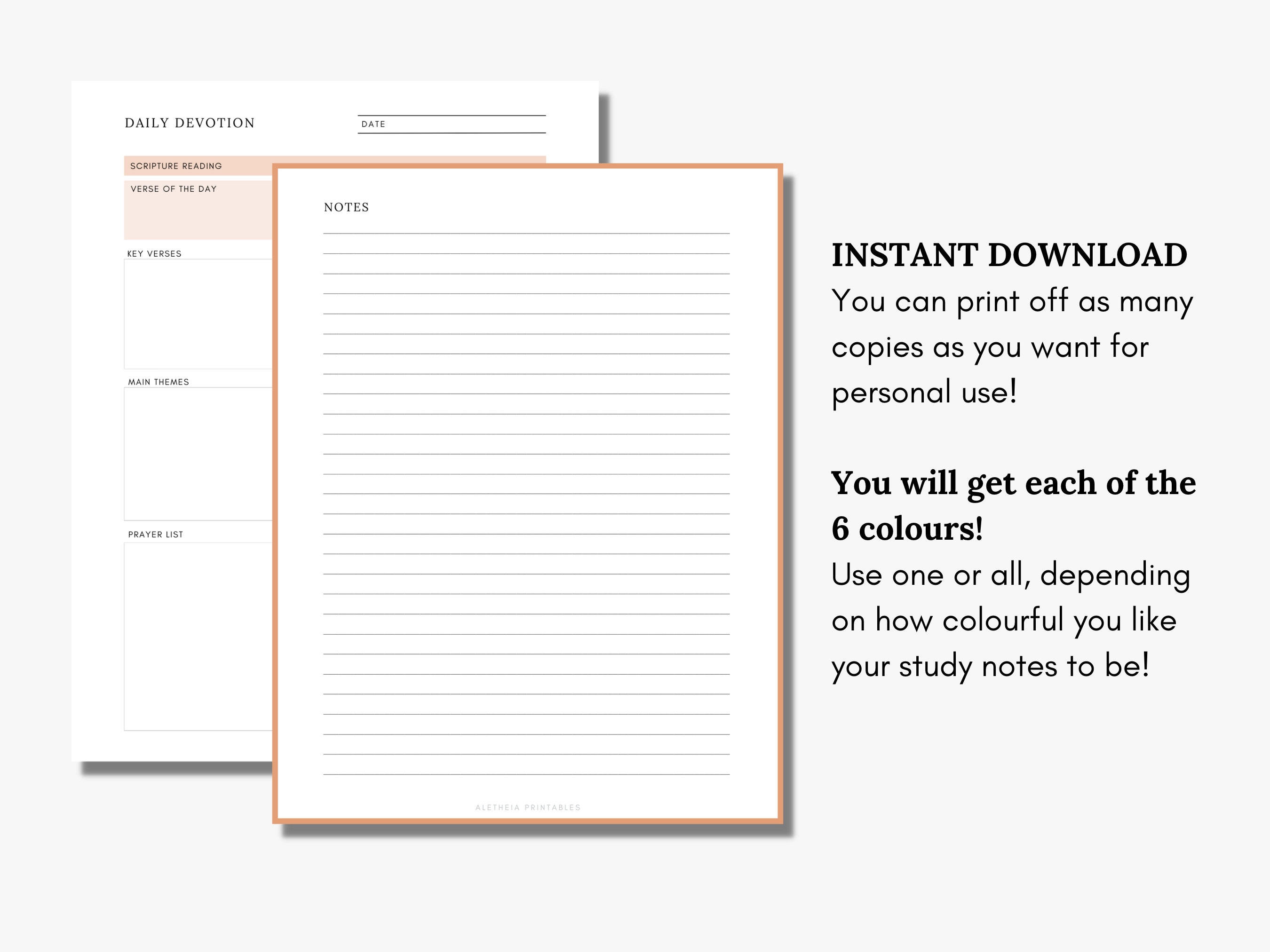 My Daily Devotional Notes Printable, Bible Study Journal, Scripture ...