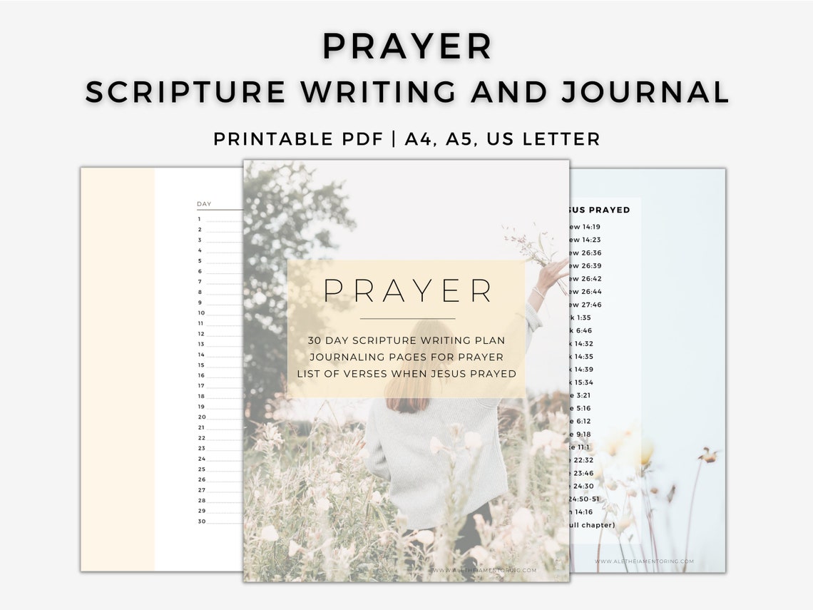 Prayer Scripture Writing Plan Printable, PRAY Prayer Method, Bible Study 30 Day Plan, Write ...