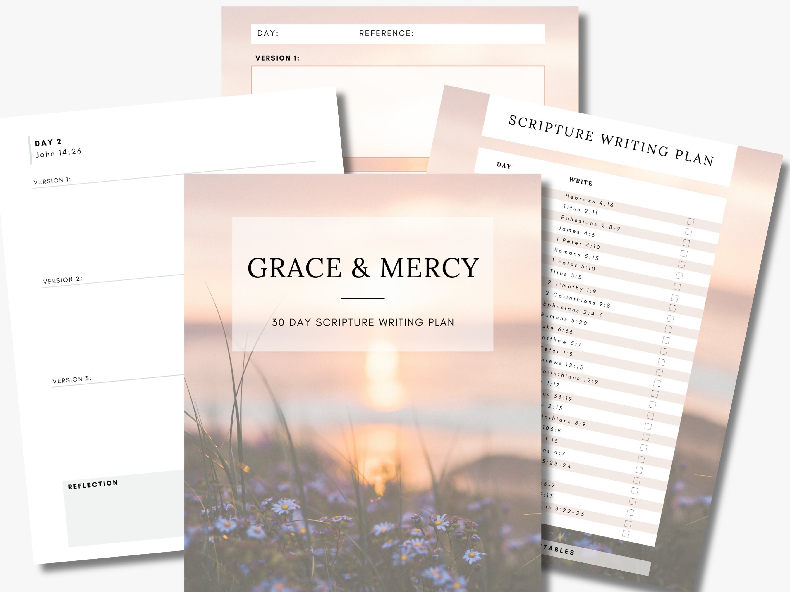 Grace and Mercy Scripture Writing Plan Printable, Bible Memory Verse ...