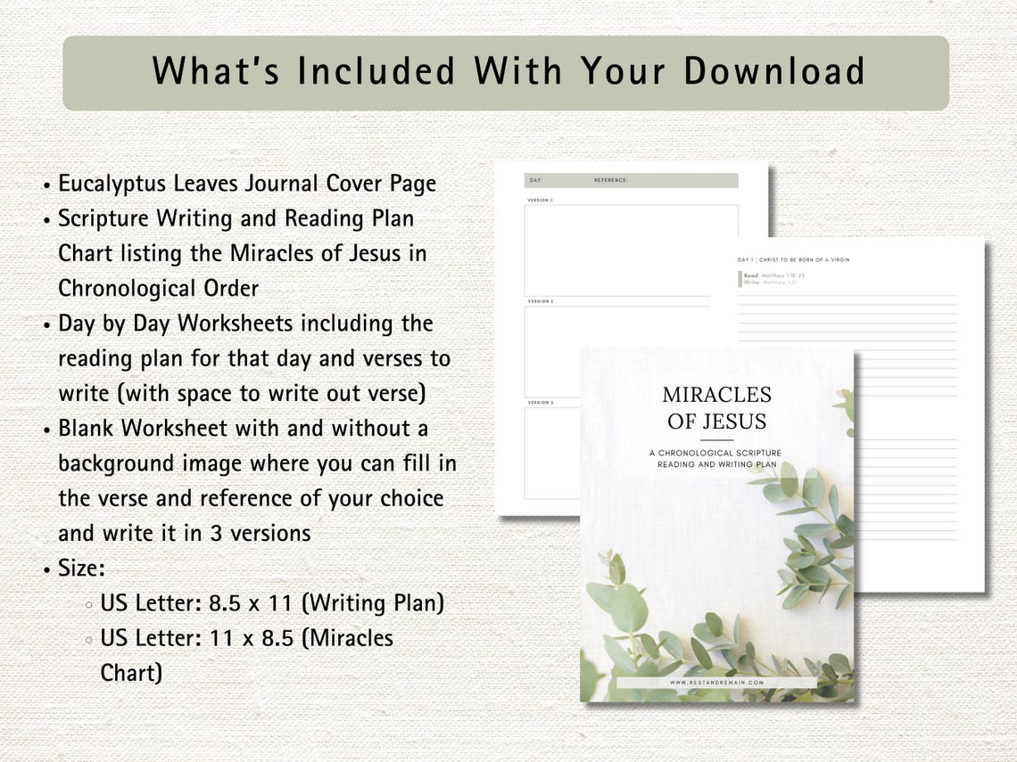 Miracles of Jesus Scripture Writing Plan: Christian Bible Study ...