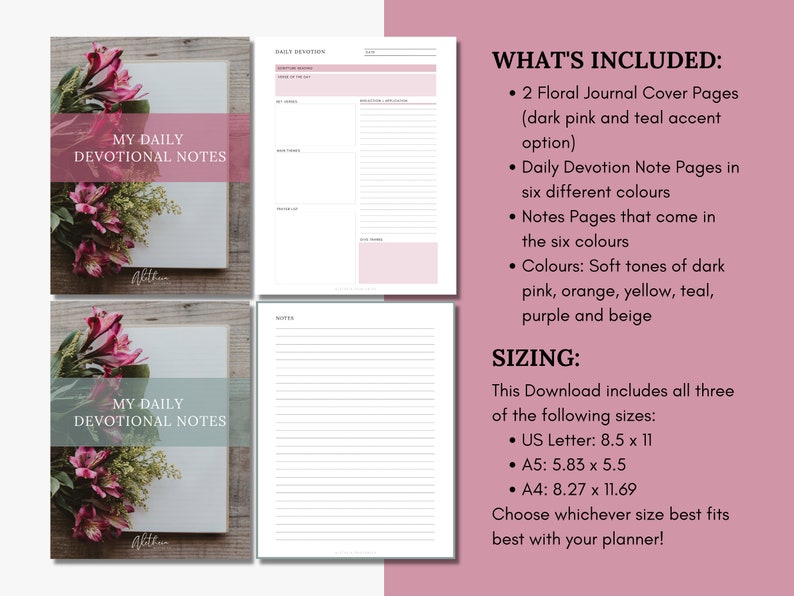 My Daily Devotional Notes Printable, Bible Study Journal, Scripture ...