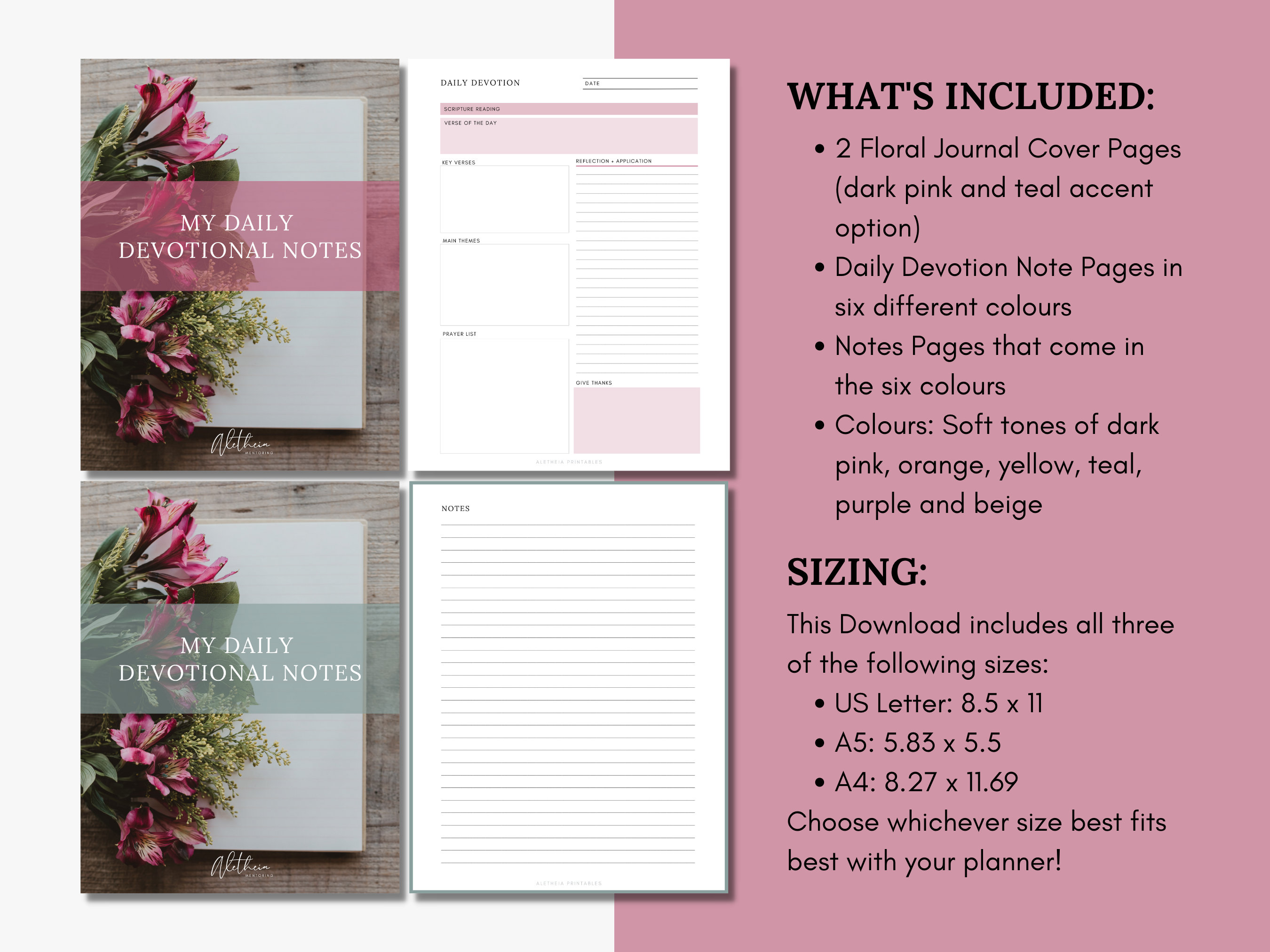 My Daily Devotional Notes Printable, Bible Study Journal, Scripture ...