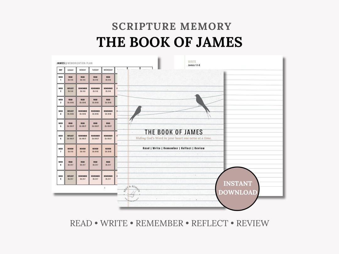 The Book of James Memory Plan Printable, Bible Verse Journal, Scripture ...