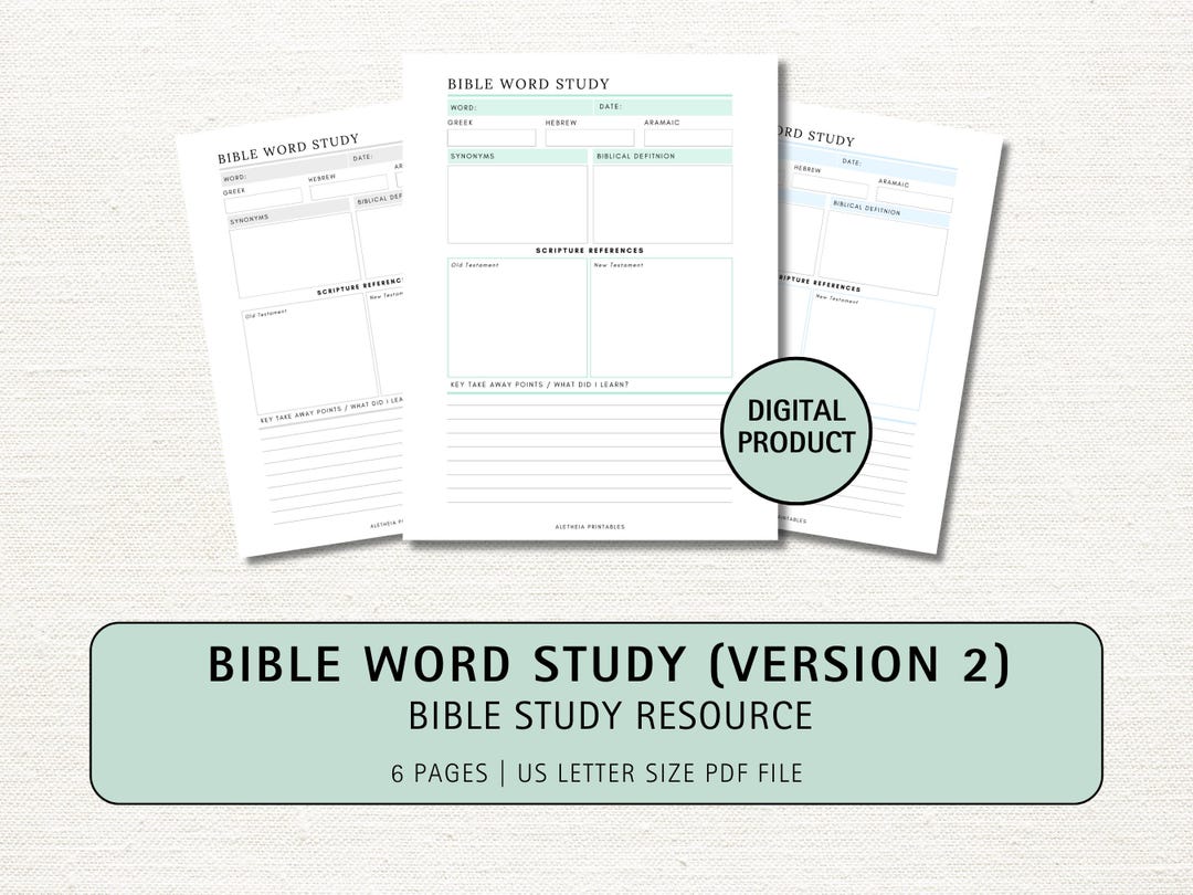 Bible Word Study Template: Scripture Study Notes (digital Download) - Etsy