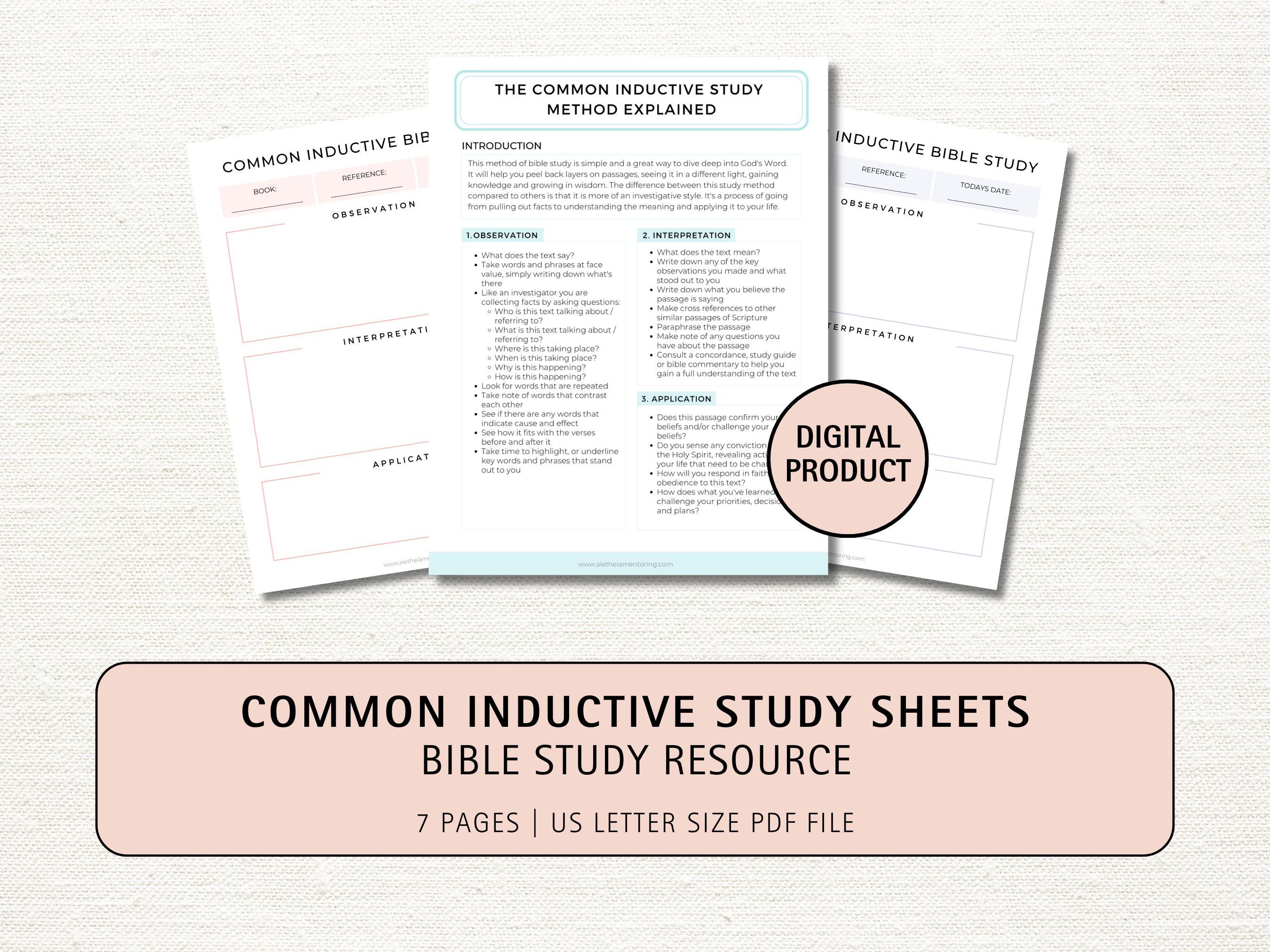 Inductive Bible Study Worksheets: Scripture Journaling Template ...
