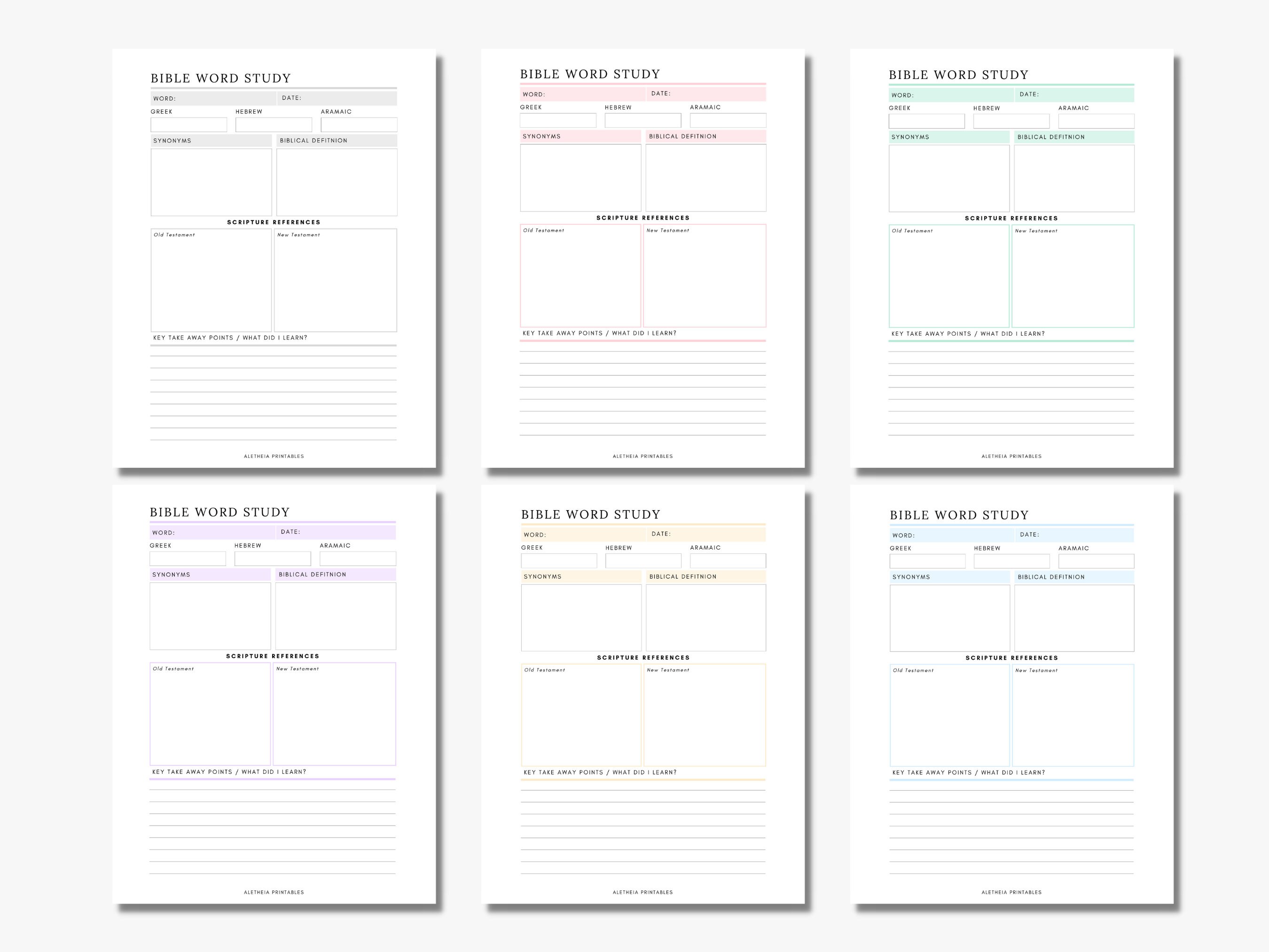 Bible Word Study Printable, Bible Study Resource, Scripture Study Notes ...