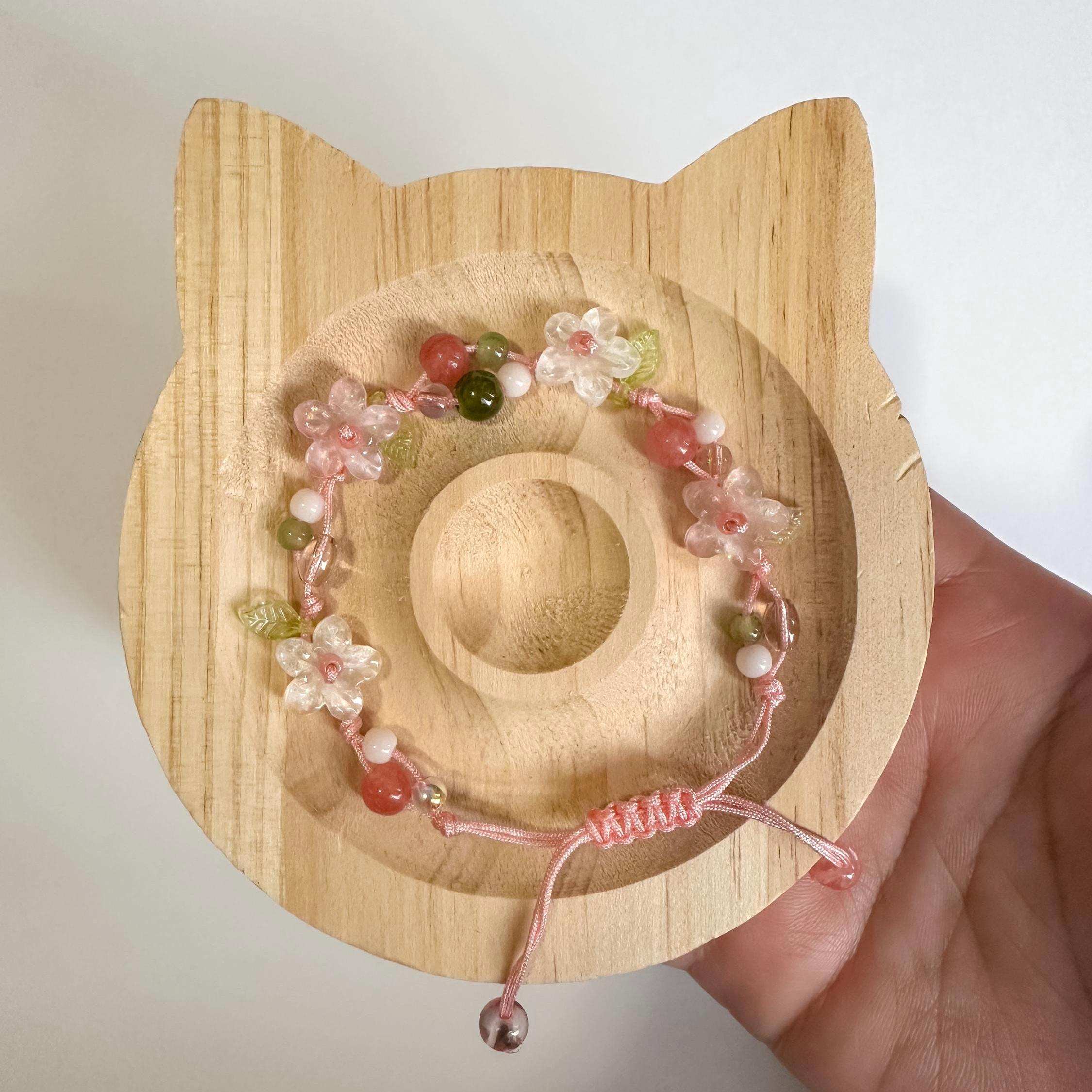 Floral Beaded Adjustable Bracelet | Cottagecore Fairycore Jewelry ...