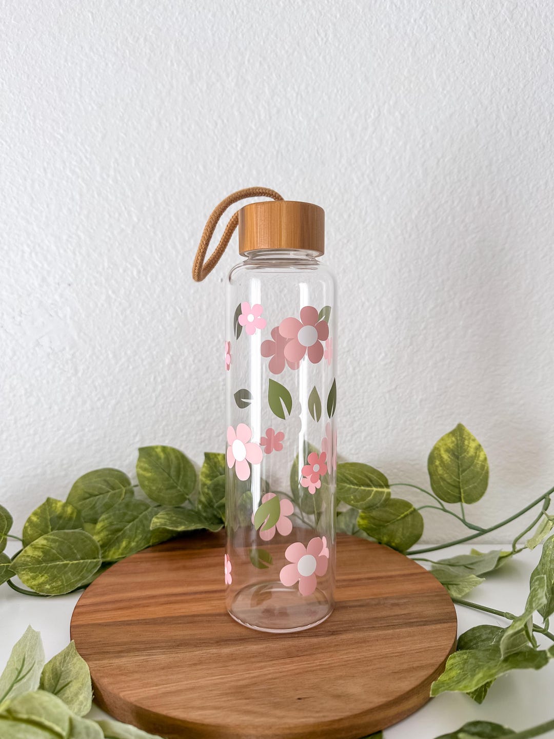 Pretty Flowers Water Bottle | Personalized Water Bottle | Glass Water ...