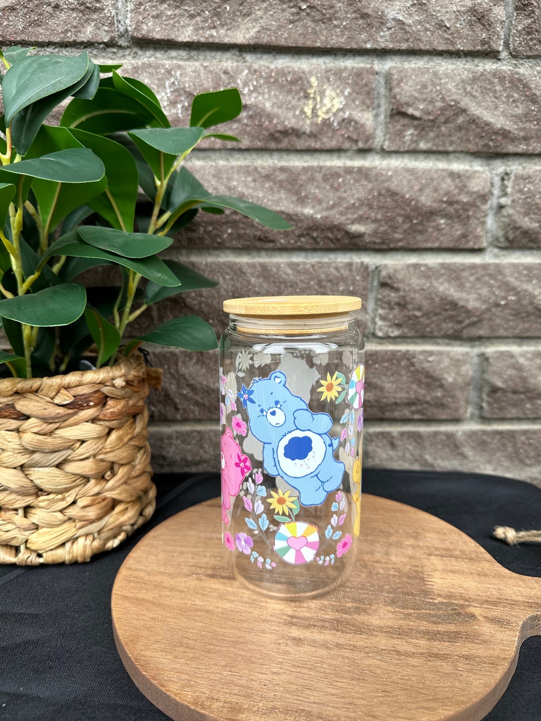 Cute Bears Glass Cup Bear Glass Cup Iced Coffee Cup - Etsy
