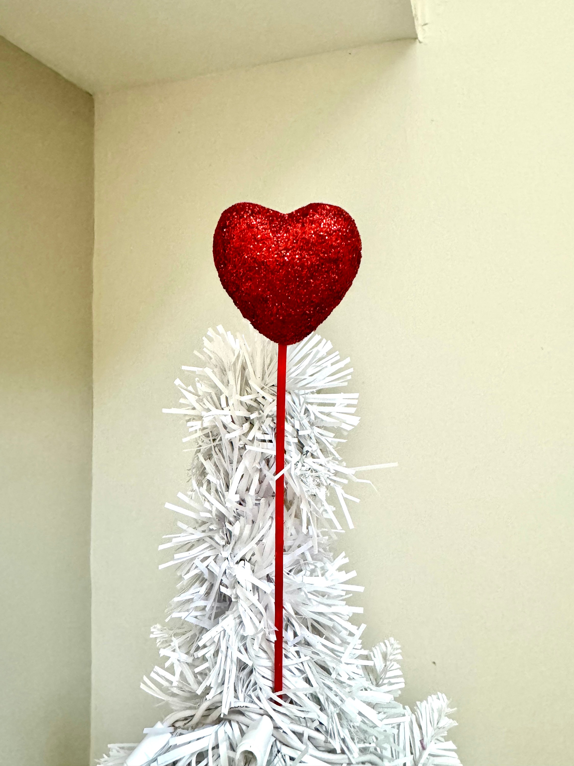 8 Red Glitter Heart Pick Mini Holiday Tree Topper Valentines Day ...