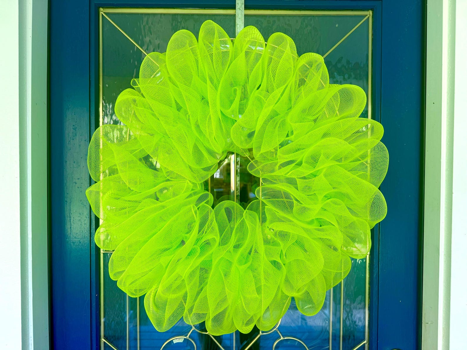 Neon Green Deco Mesh Wreath-pre-made Wreath Base-add Your Own ...
