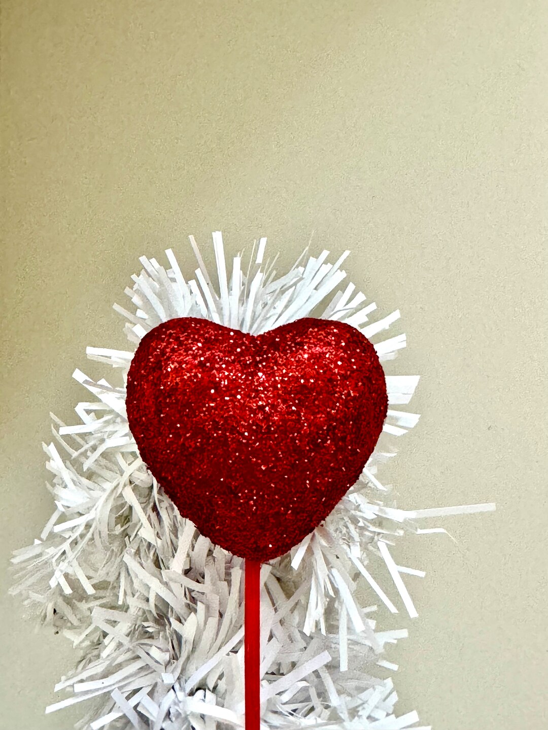 8” Red Glitter Heart Pick- Mini Holiday Tree Topper- Valentine’s Day ...