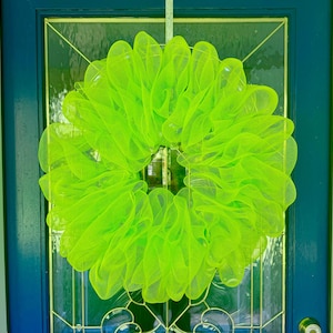 Neon Green Deco Mesh Wreath-pre-made Wreath Base-add Your Own ...