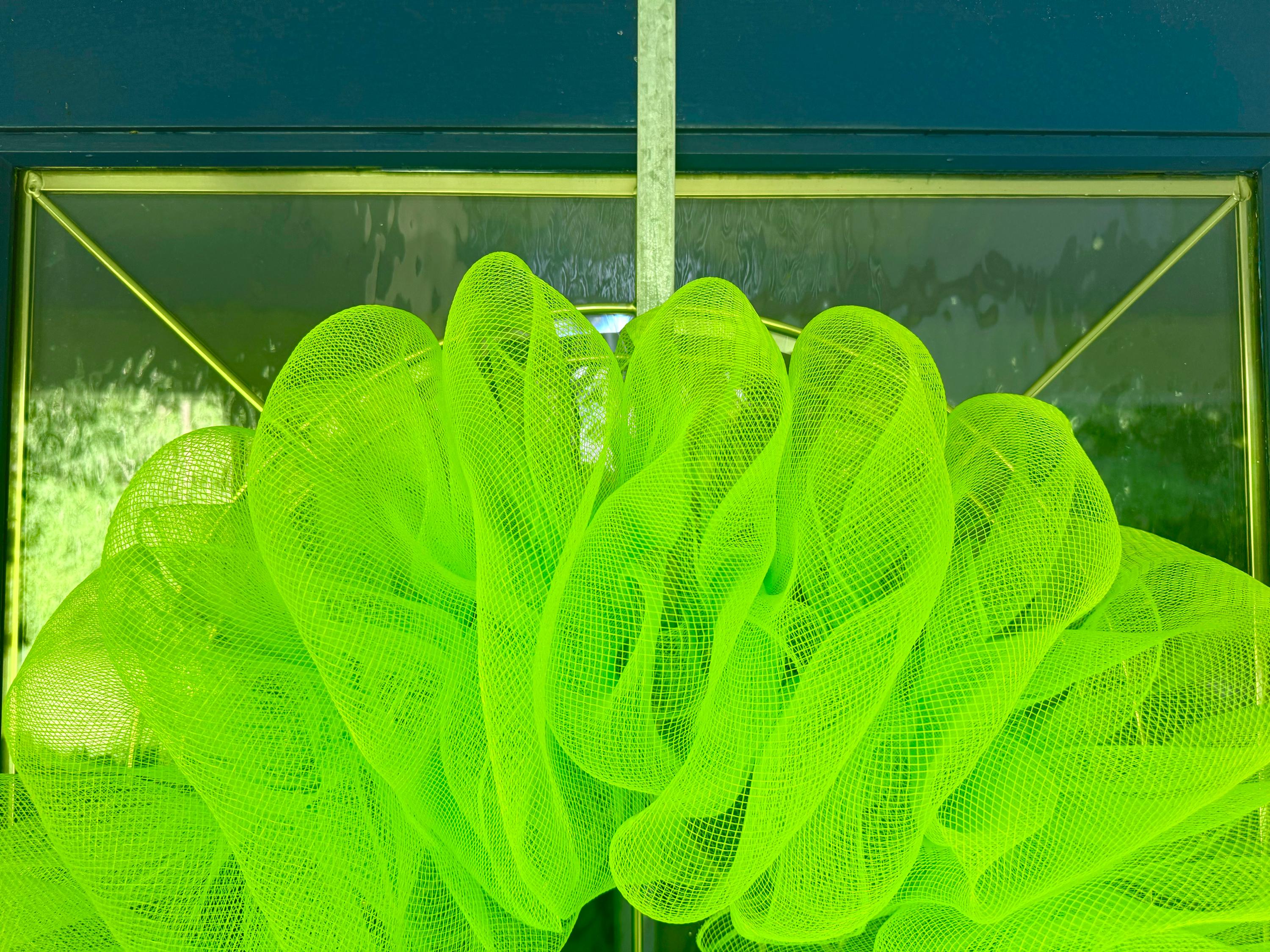 Neon Green Deco Mesh Wreath-pre-made Wreath Base-add Your Own ...