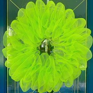 Neon Green Deco Mesh Wreath-pre-made Wreath Base-add Your Own ...