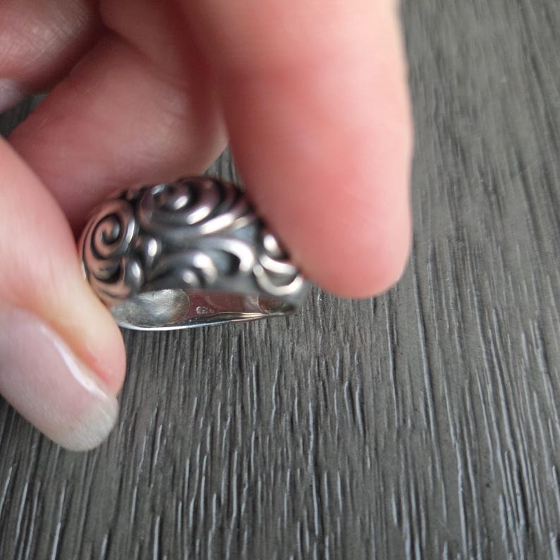 Vintage Silver Ring Size 7 – Raised Swirl Motif, Textured Artisan Band - Etsy