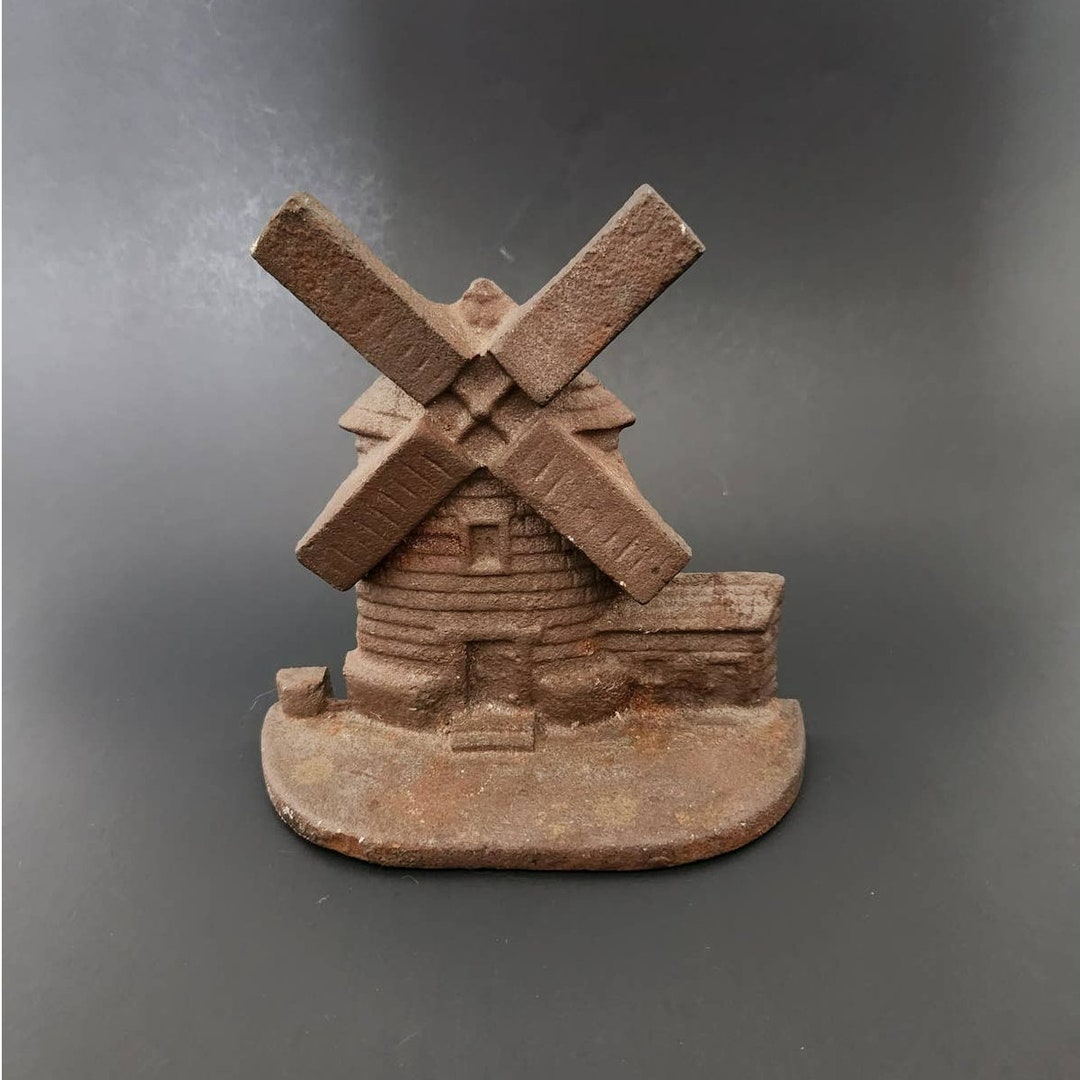 Cast Iron Windmill Doorstopper Rusty Chic European Deco Heavy Antique ...