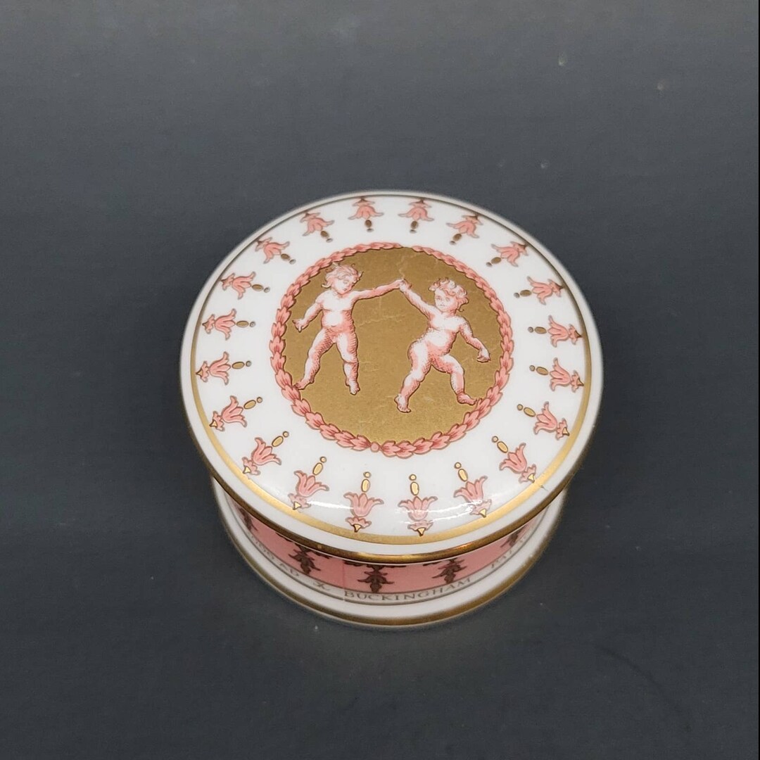 England Souvenir Buckingham Palace Small Trinket Box Cherubs Pink Gold ...