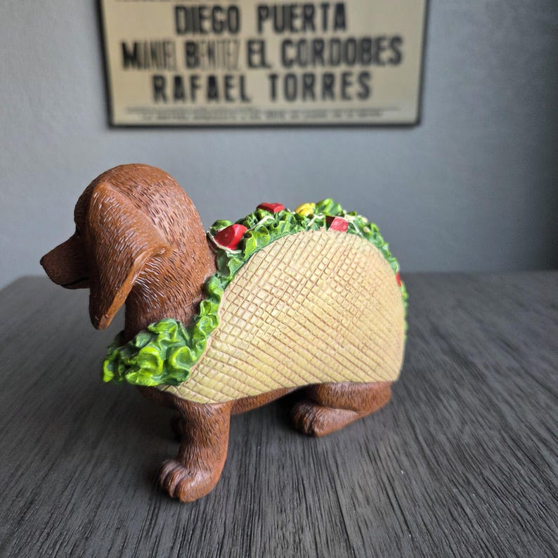 Dachshund Taco Figurine – Cute Wiener Dog Miniature – Funny Dog Lover ...