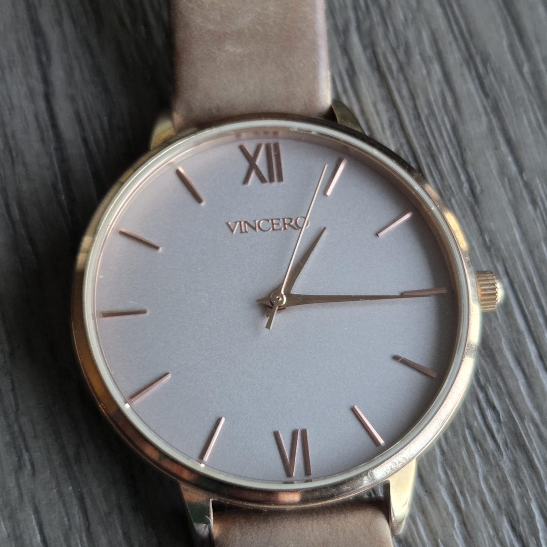 Vincero Eros Gold Watch, 38mm Roman Numeral Dial, Brown Leather Strap ...
