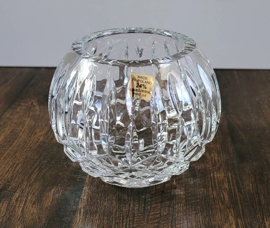 Lead Crystal Glass Vase Made in Poland Handmade Vintage Round Heavy ...