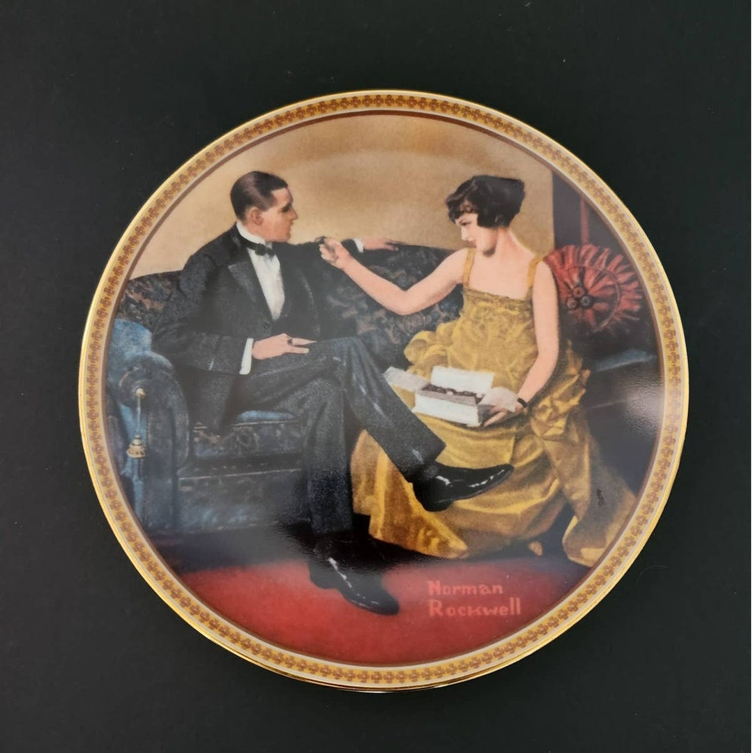 Norman Rockwell Collector Plate Flirting in the Parlor Couple on Couch Sweets - Etsy