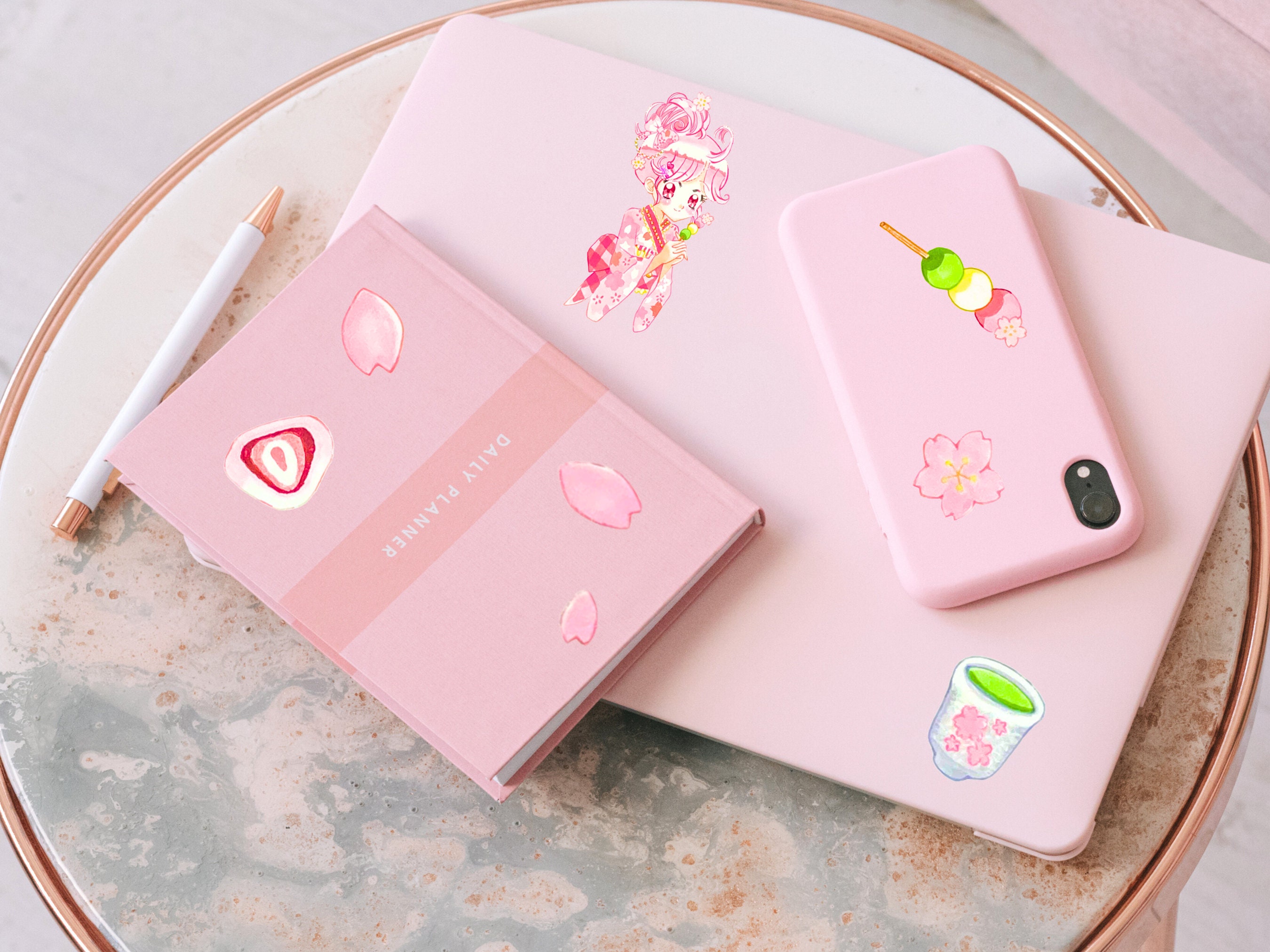 Kawaii Sakura Anime Girl and Sweets Digital Printable PNG Sticker ...