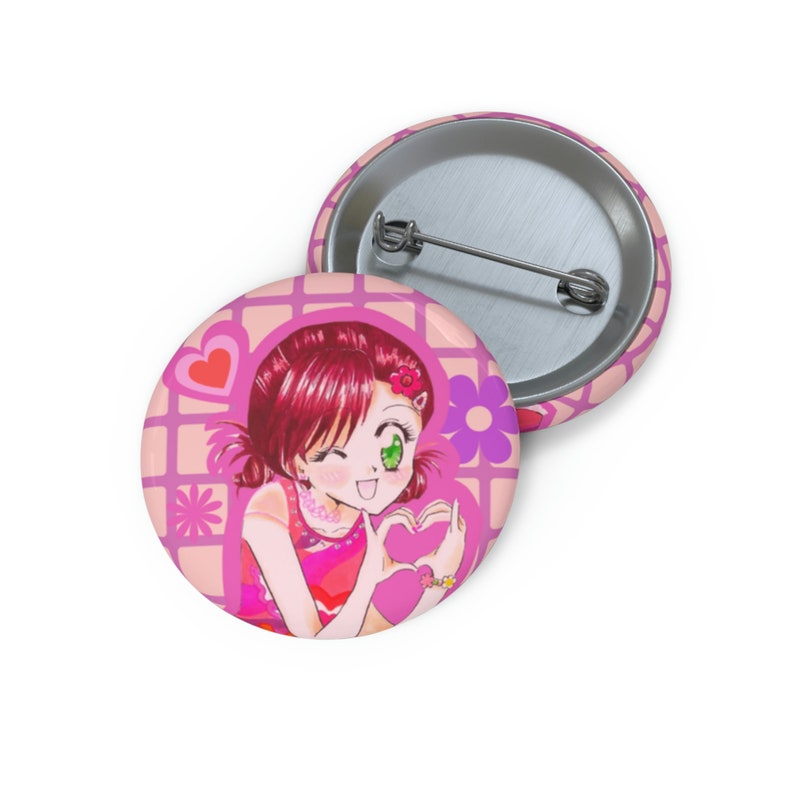 Fashionable Y2K Red-haired Anime Girl Pin Button - Etsy