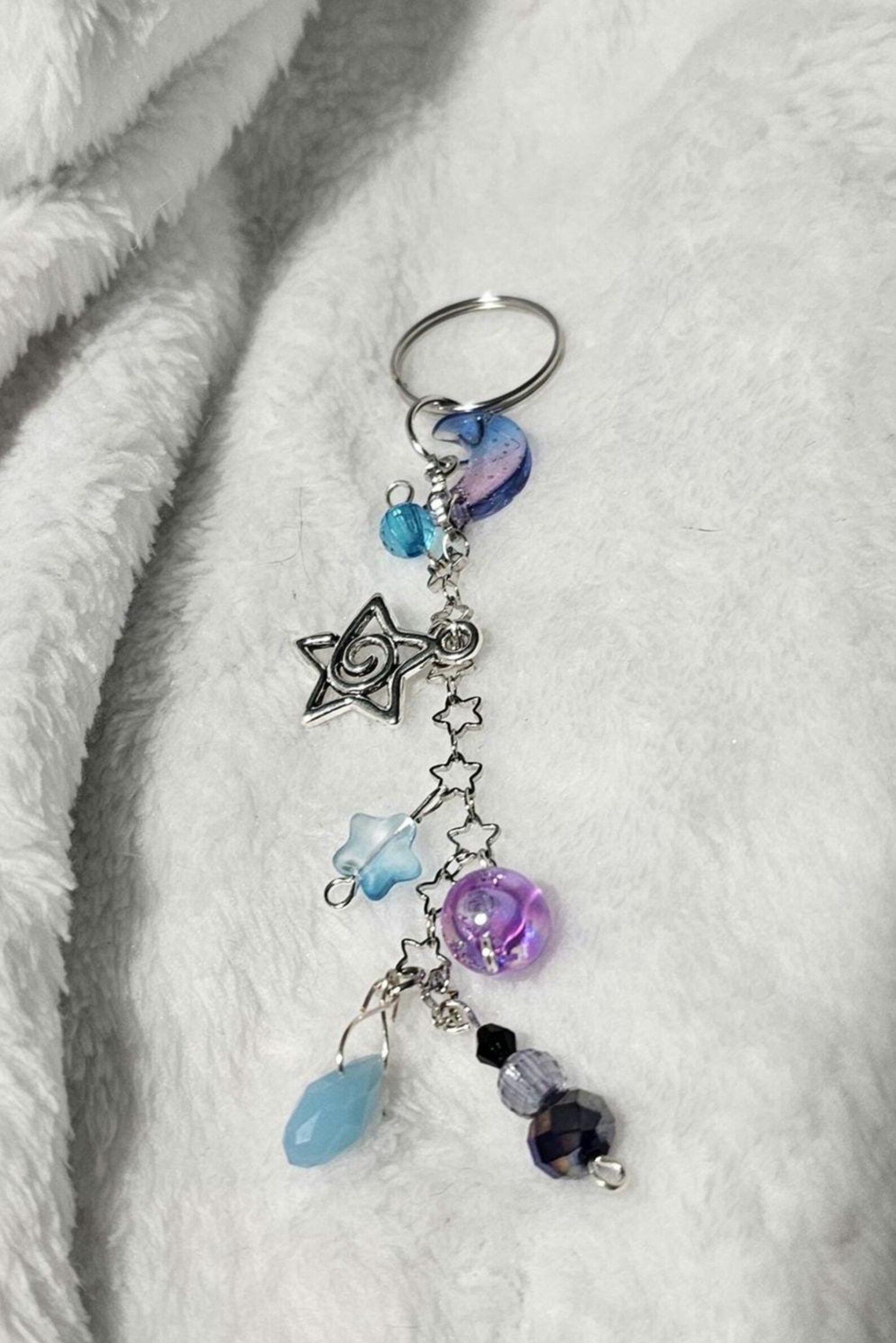 Galaxy Keychain: Star Chain With Gems & Beads - Etsy