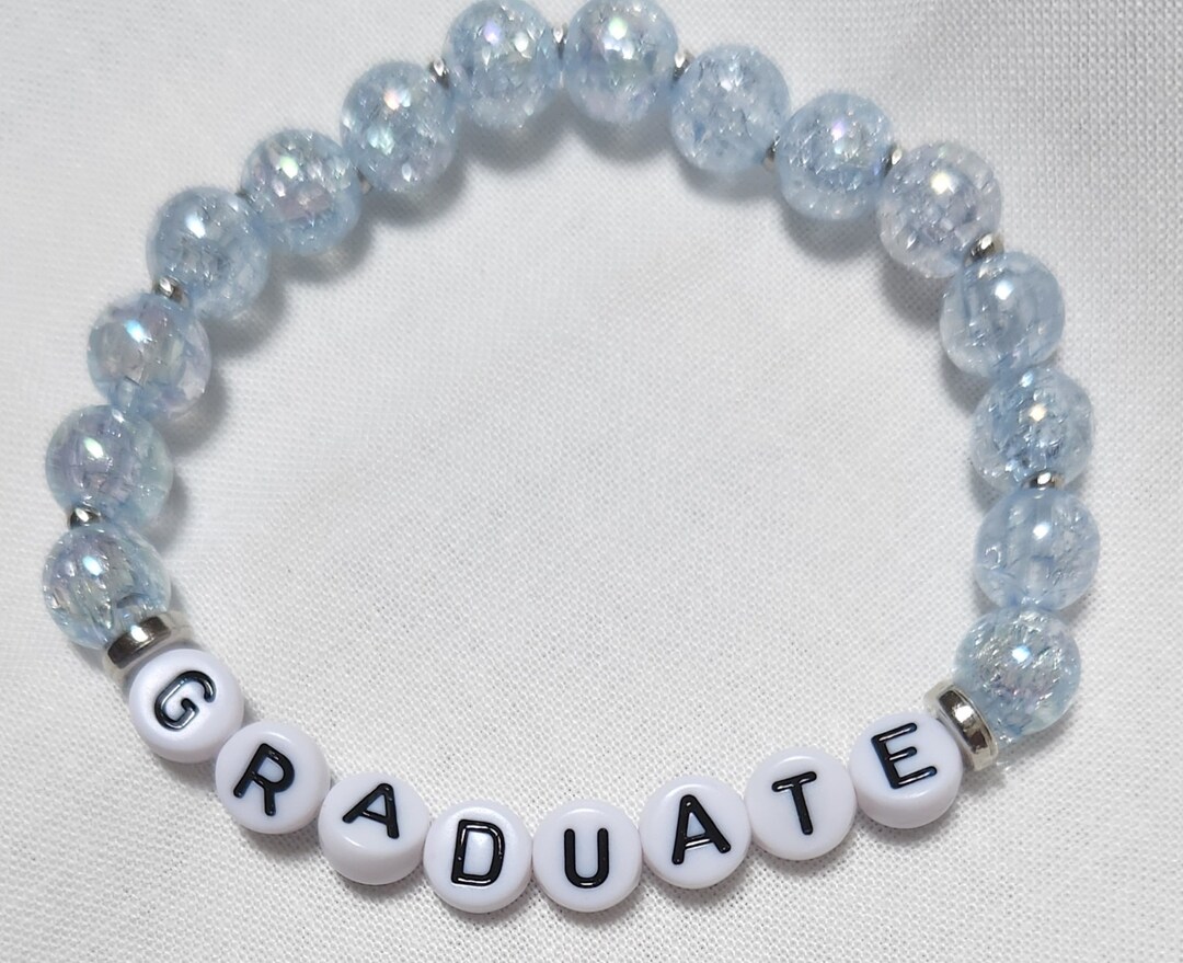Light Blue Glass Bead Bracelet, Graduate Bracelet, Handmade, - Etsy