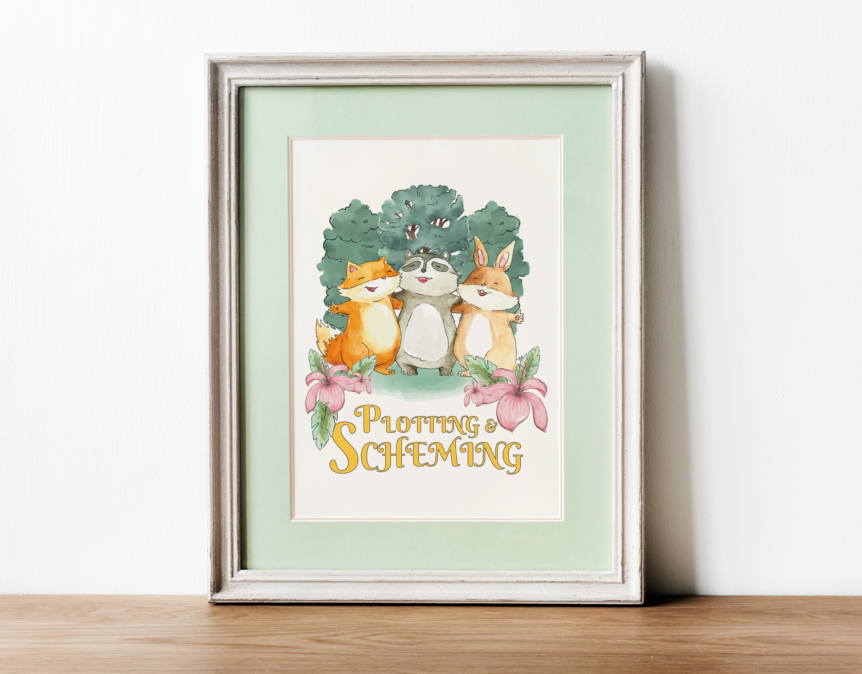 Plotting & Scheming Art Print, Instant Download File, Folk Illustration ...