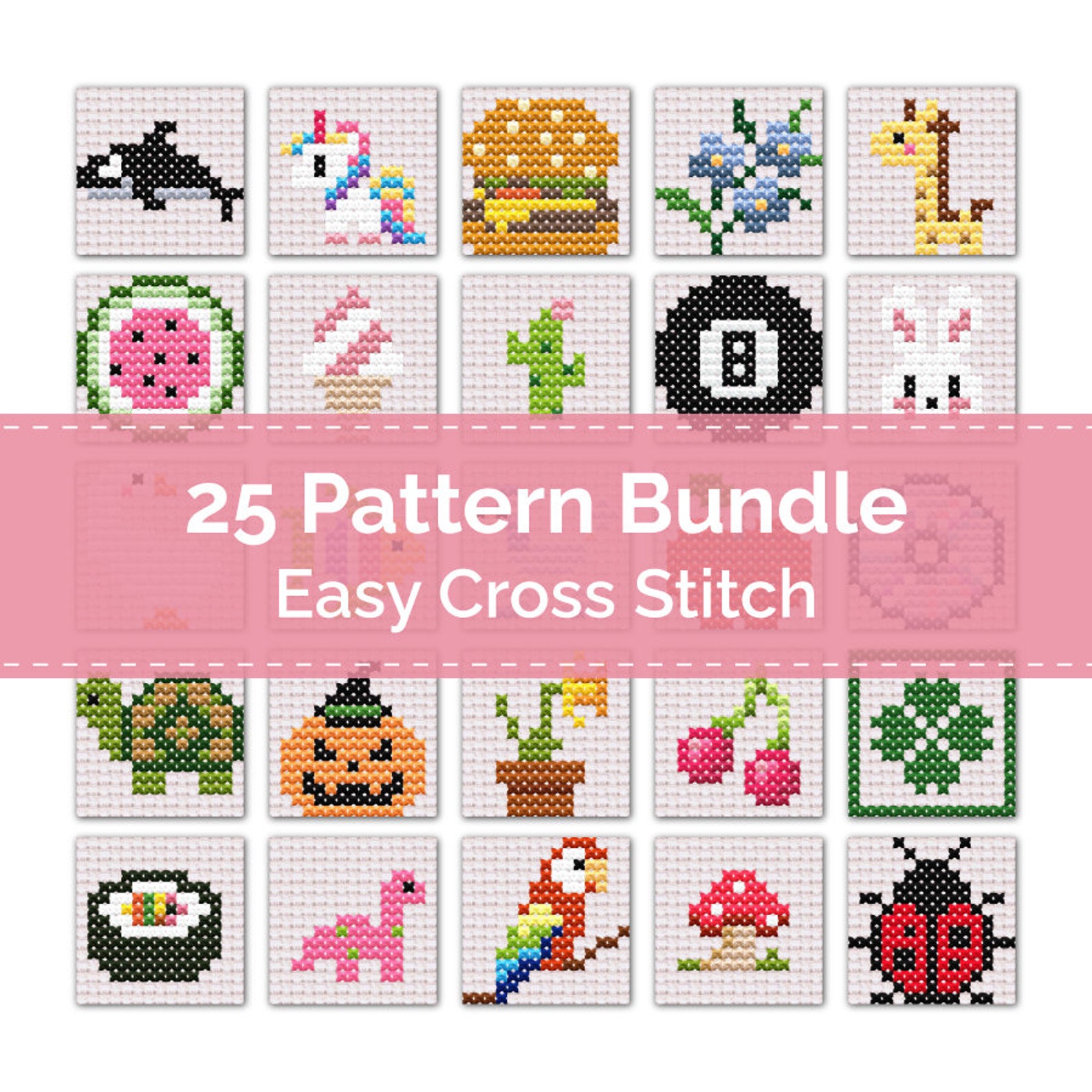 25 Cross Stitch Pattern Bundle, Easy Cross Stitch, Cross Stitch Pattern ...