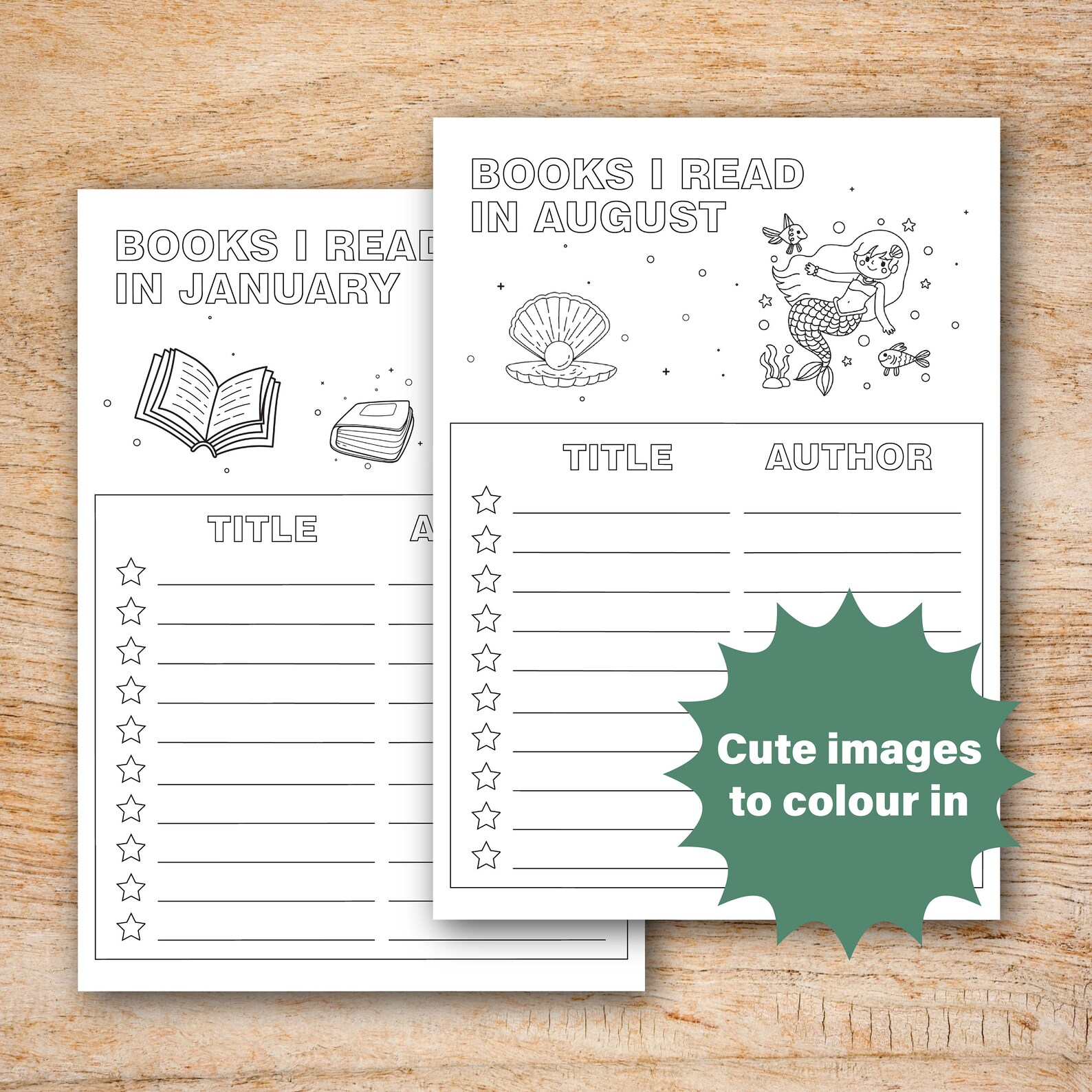 Printable Monthly Reading Log for Kids With Colouring In, Title and ...