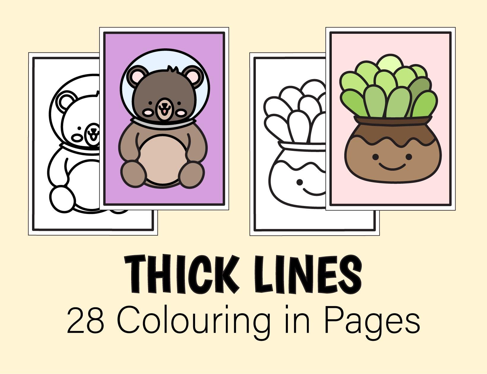 Thick Outlines Colouring in Pages, 28 Colouring in Pages, Coloring In ...