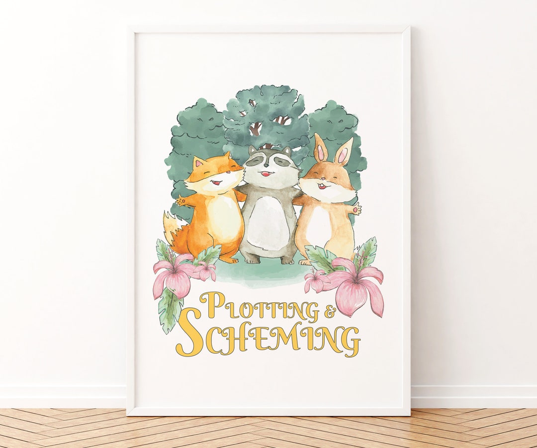 Plotting & Scheming Art Print, Instant Download File, Folk Illustration ...