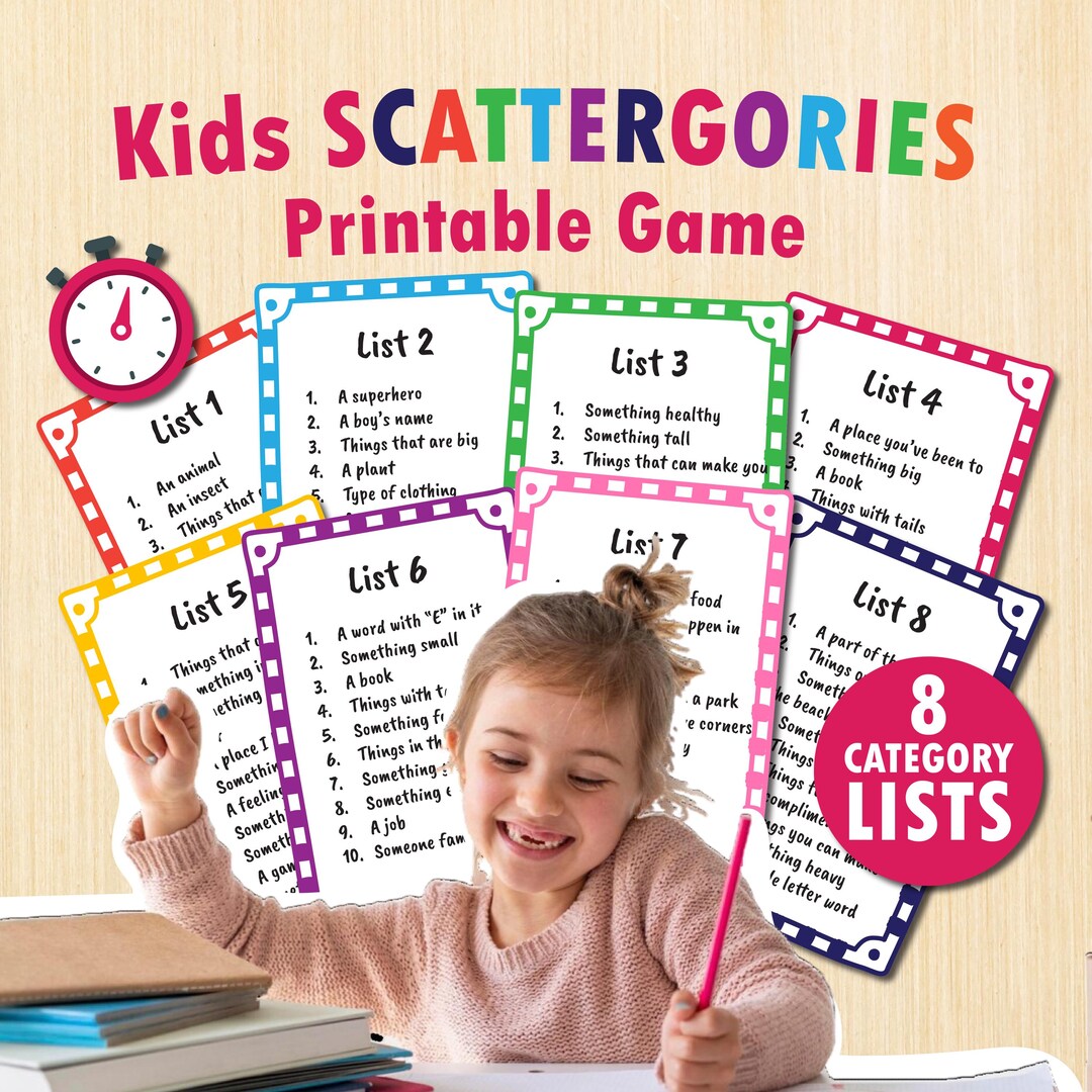 Kids Scattergories Printable Game - Fun Family Activity for Parties ...