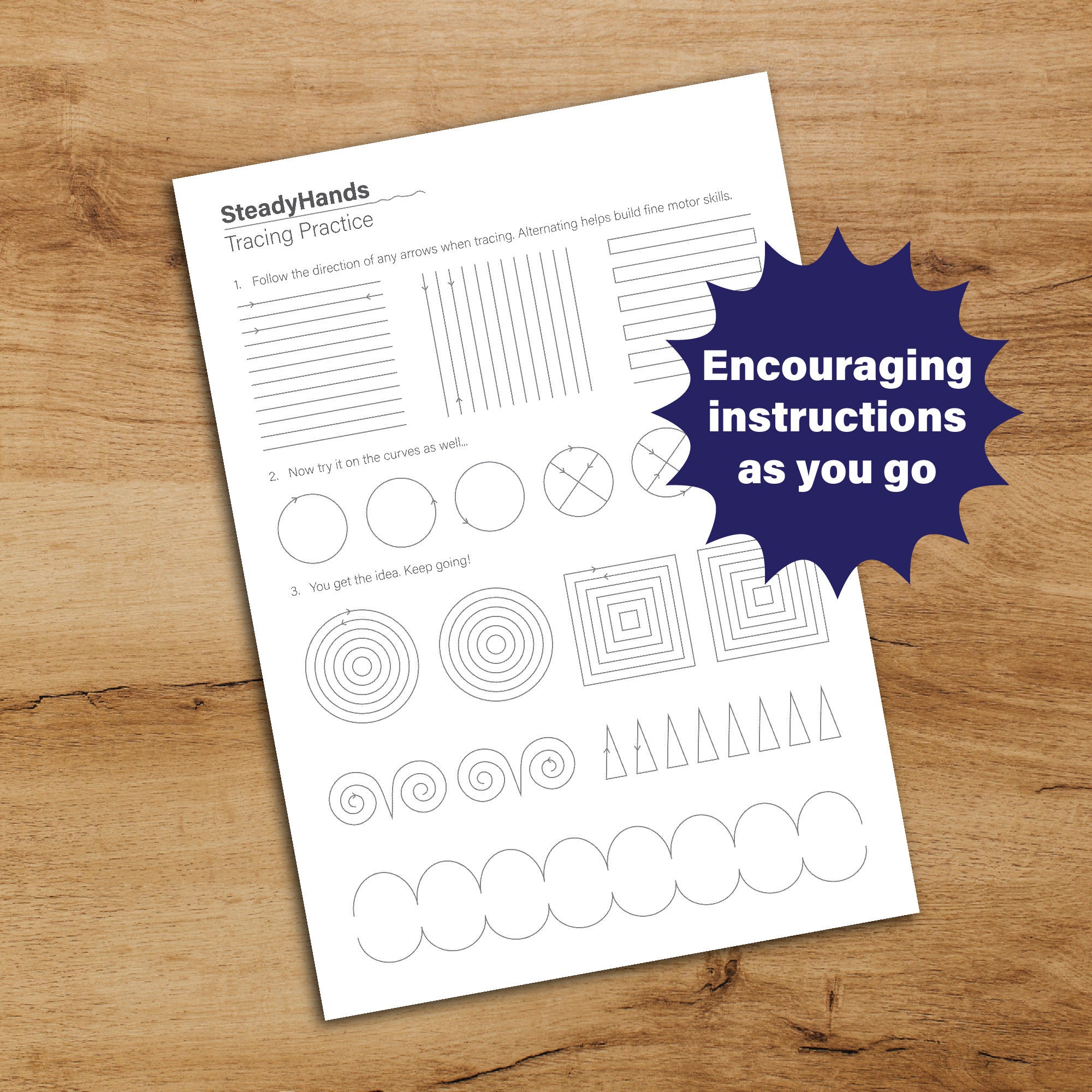 Line Tracing Practice Worksheets (steady Hands, Printable Sheets, Fine ...