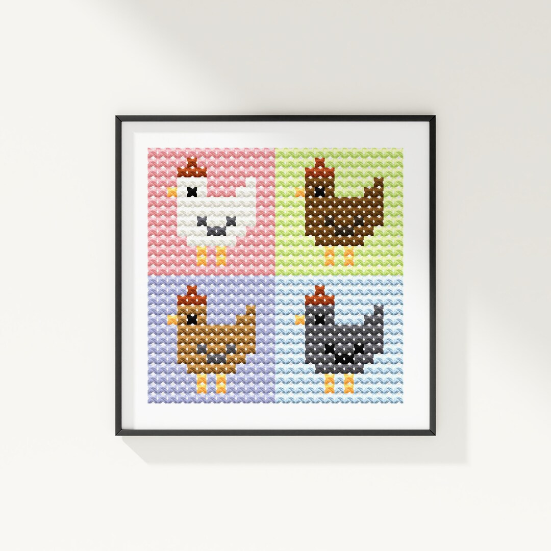 4 Chickens Cross Stitch Pattern PDF, DMC Embroidery Chart, Instant ...