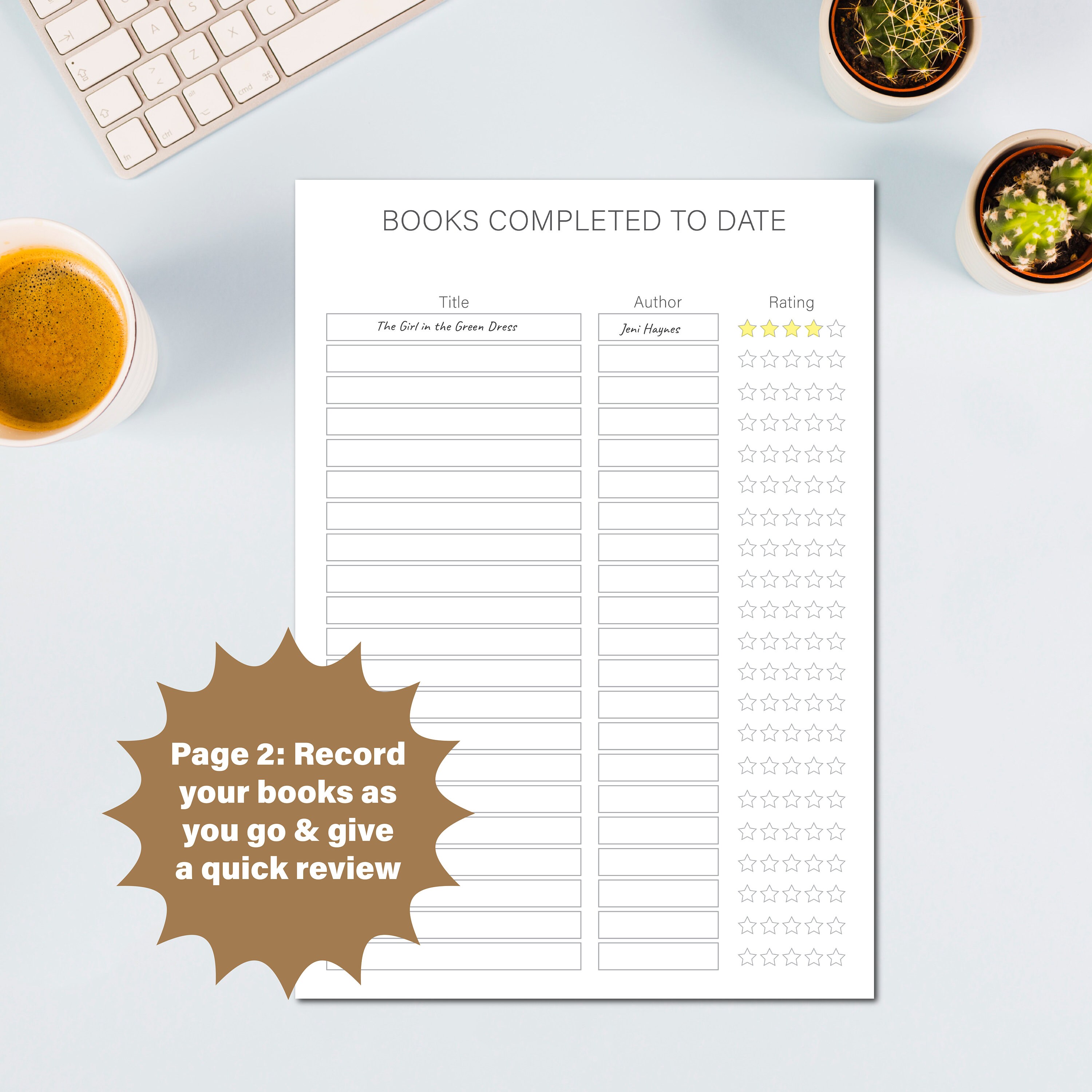 Registro de lectura imprimible, lista de lectura de libros, reseña de ...