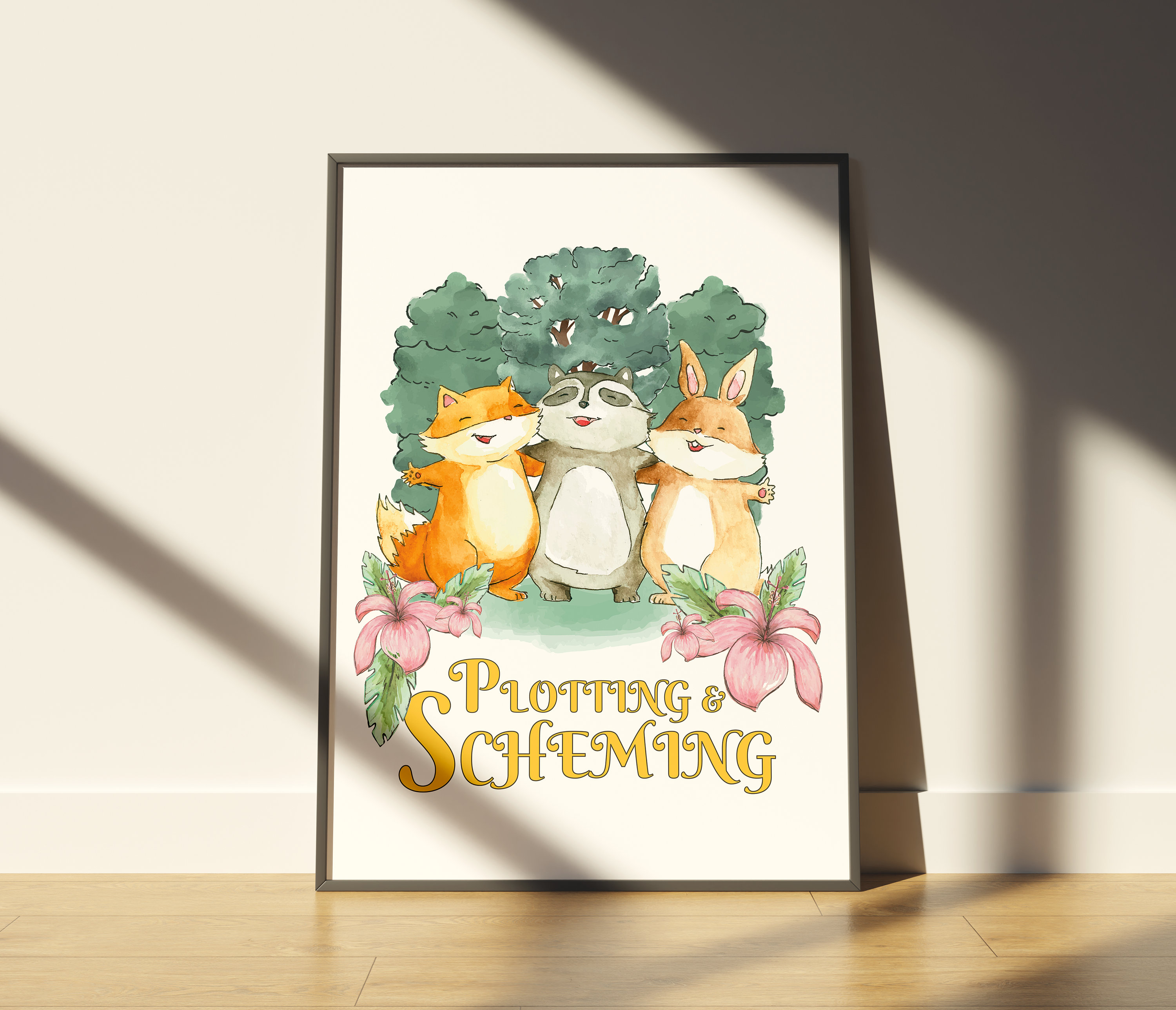 Plotting & Scheming Art Print, Instant Download File, Folk Illustration ...