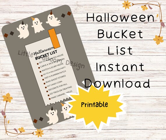 Halloween Bucket List Printable for Kids Halloween Bucket - Etsy