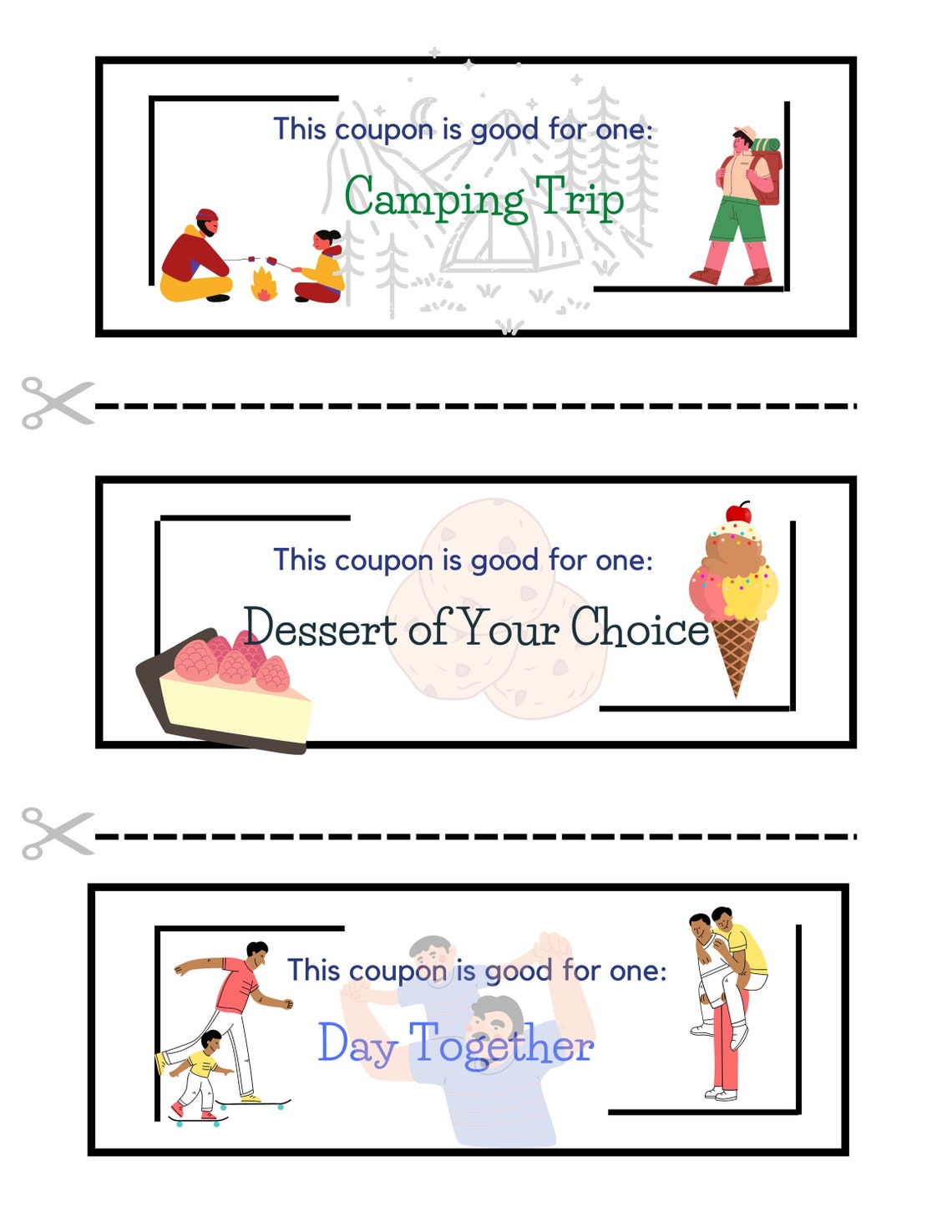 Printable Activity Coupons for Fathers Day Fathers Day - Etsy