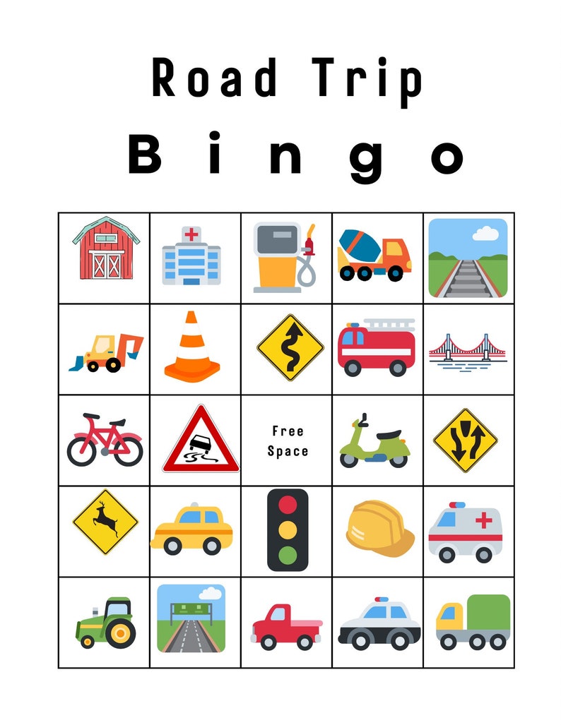 Road Trip Bingo Instant Download, Paper Car Game Printable, PDF Bingo ...